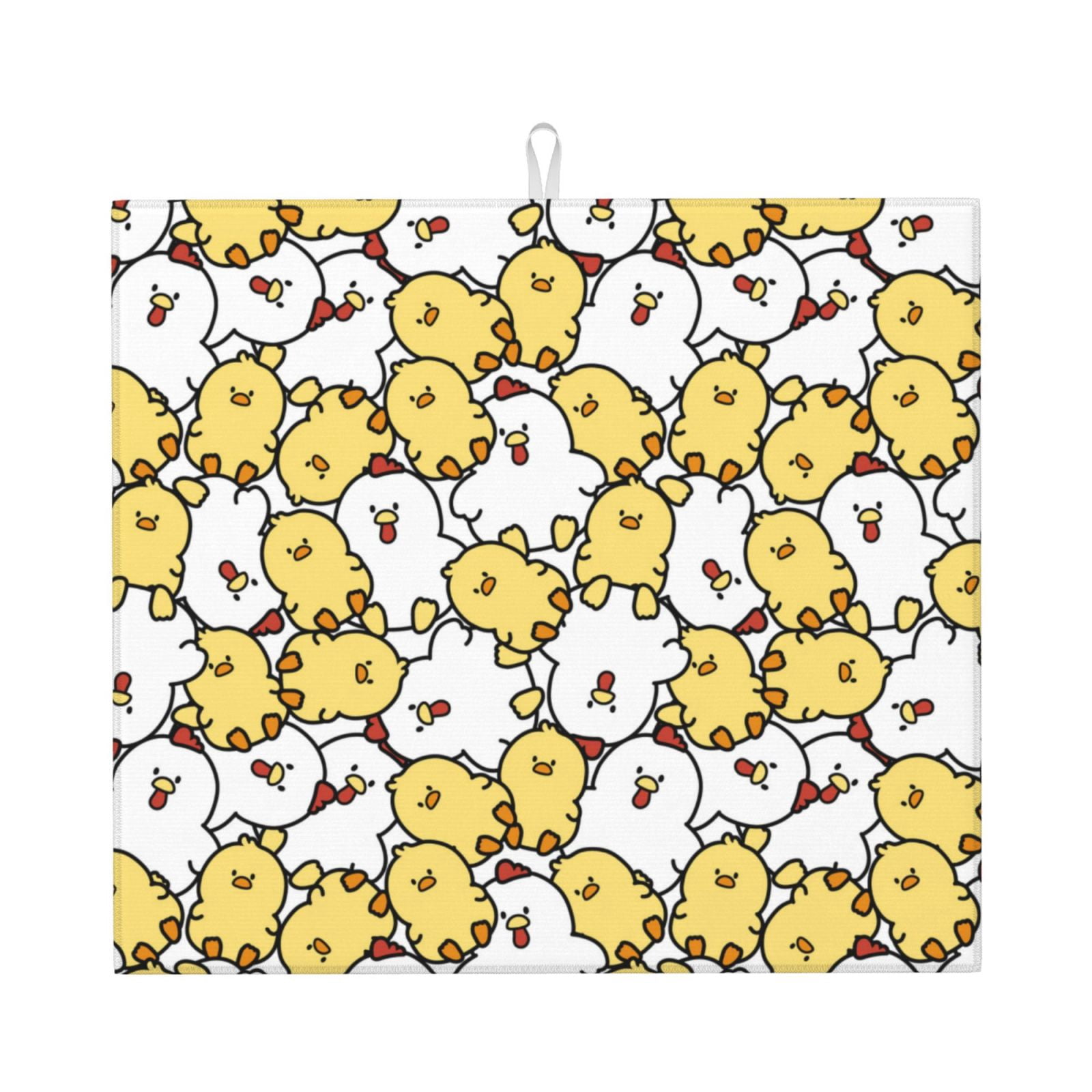 Dish Drying Mat, Classic Cartoon Cute Chicken Highly Absorbent Drying ...