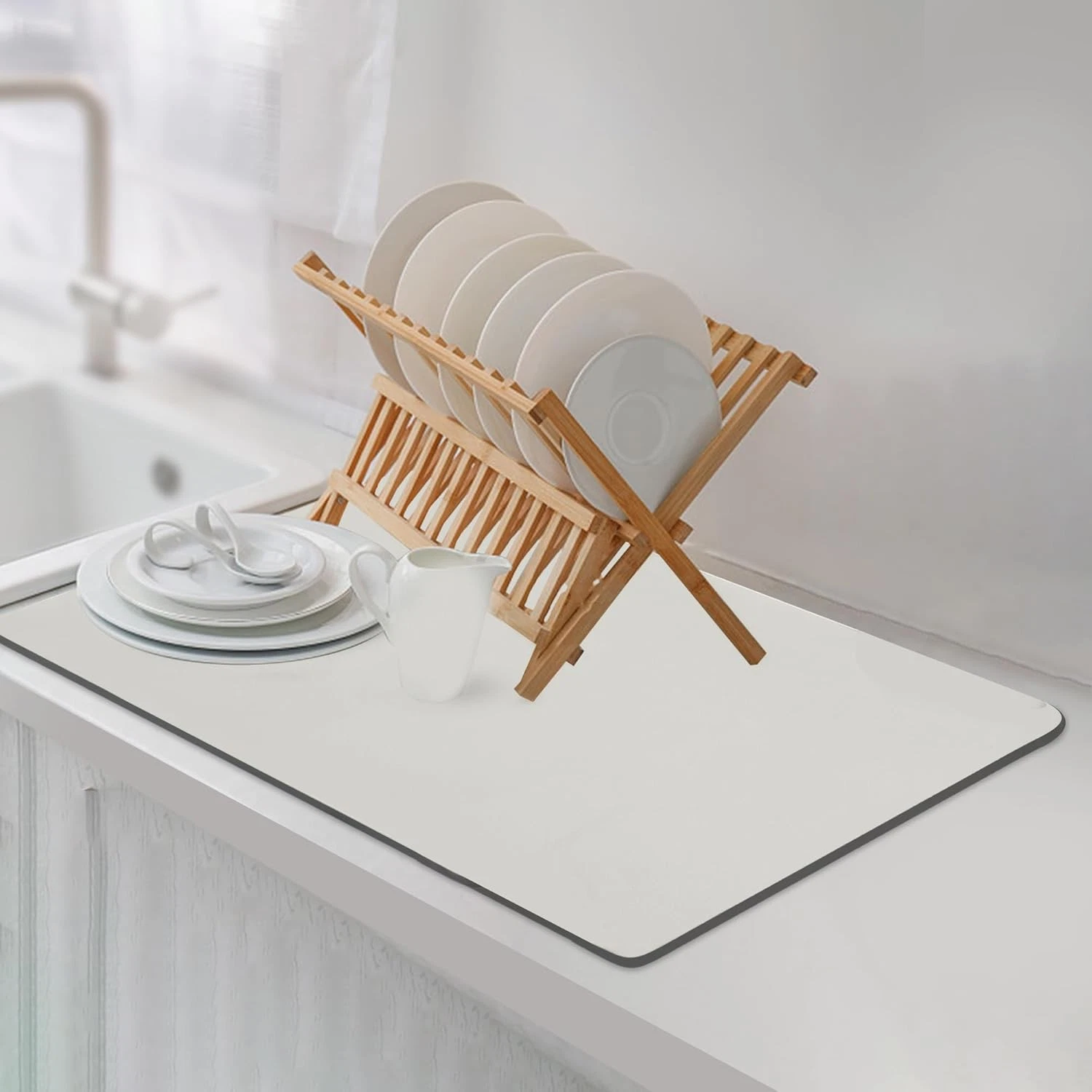 Dish Drying Mat Coffee Bar Mat For Kitchen Counter, Absorbent Dish Rack ...