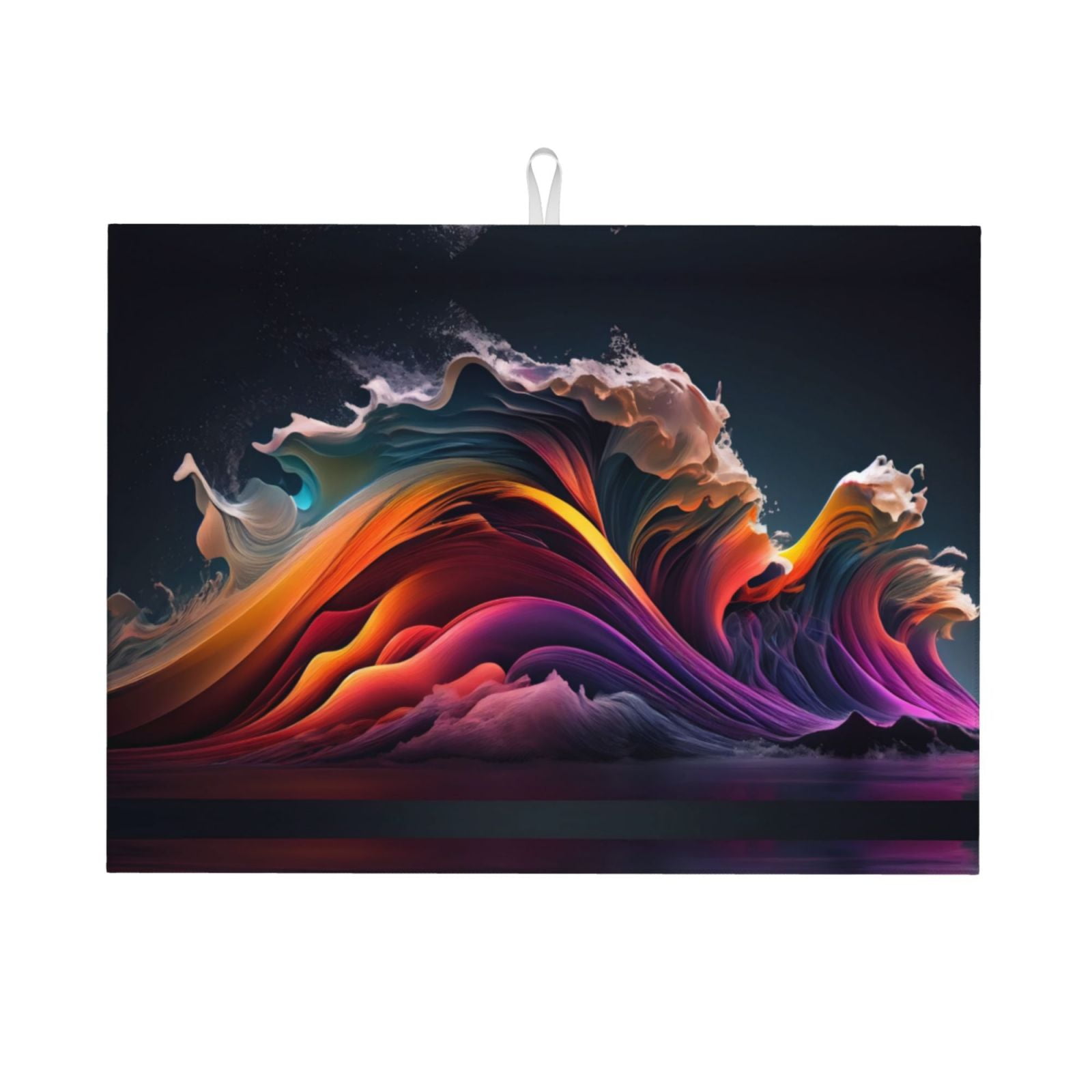 Dish Drying Mat, Colorful Abstract Wave Motion Absorbent Microfiber ...