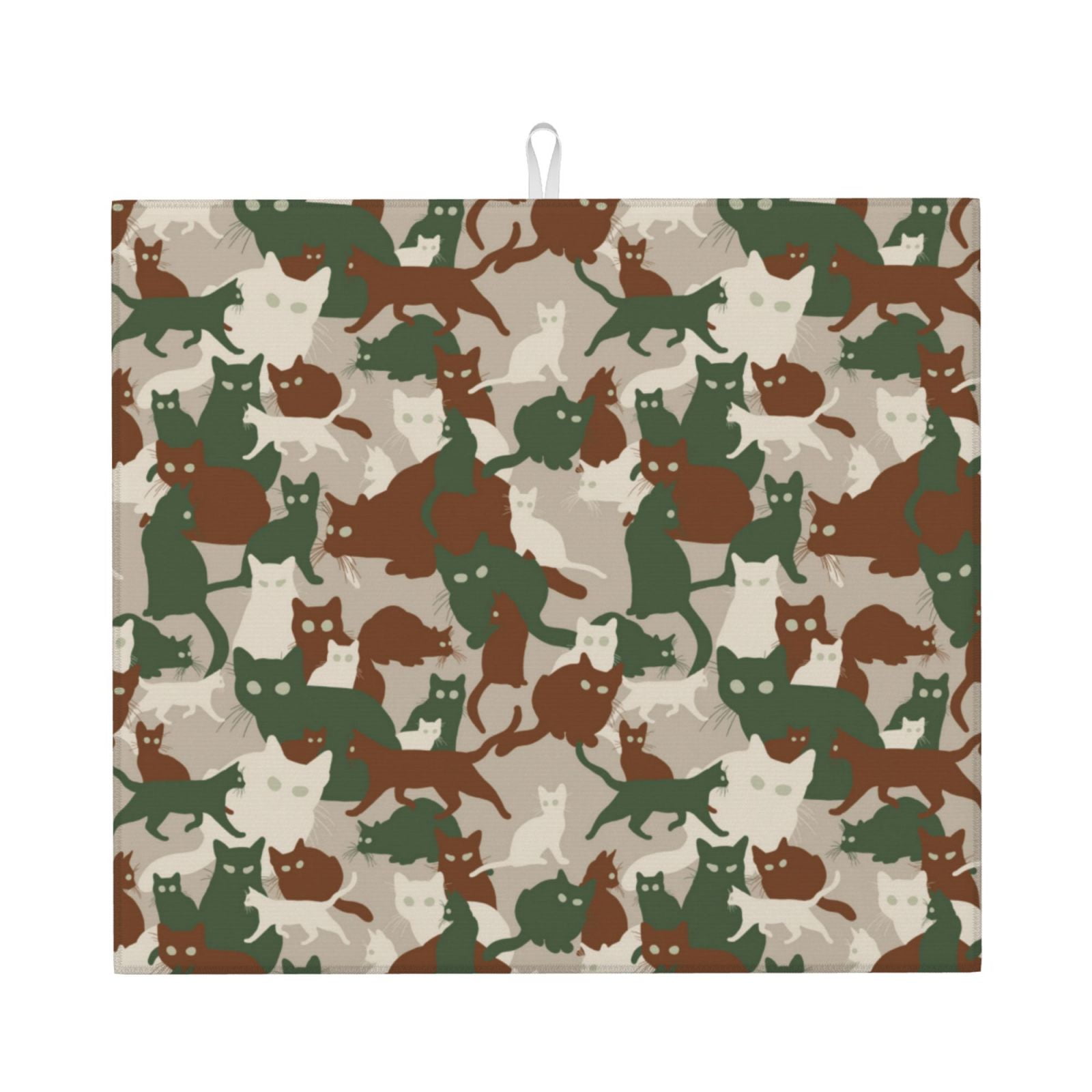 Dish Drying Mat, Cool Cats Camouflage Highly Absorbent Drying Matt ...