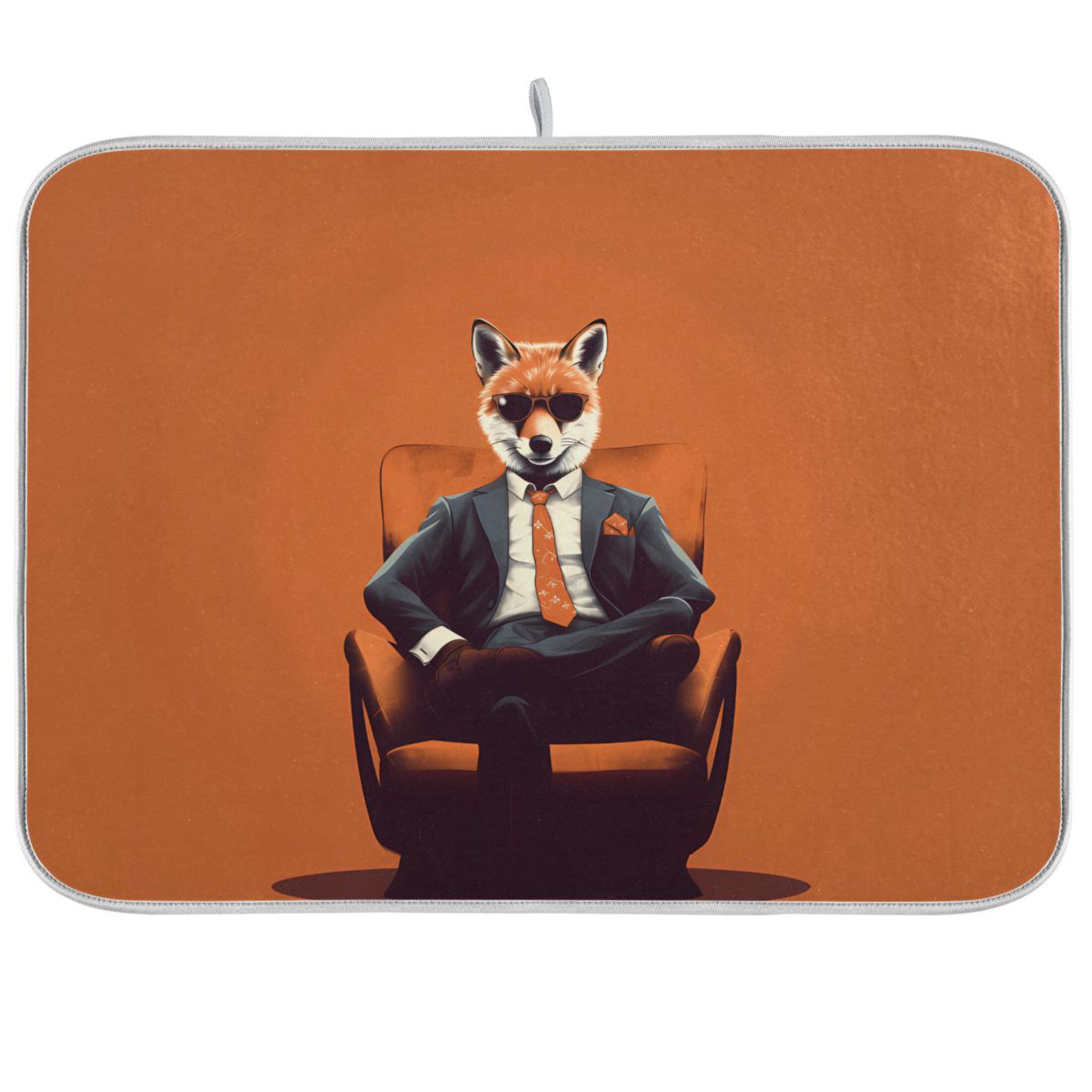 Dish Drying Mat Cool Fox on Sofa Kitchen Mats Microfiber Counter ...