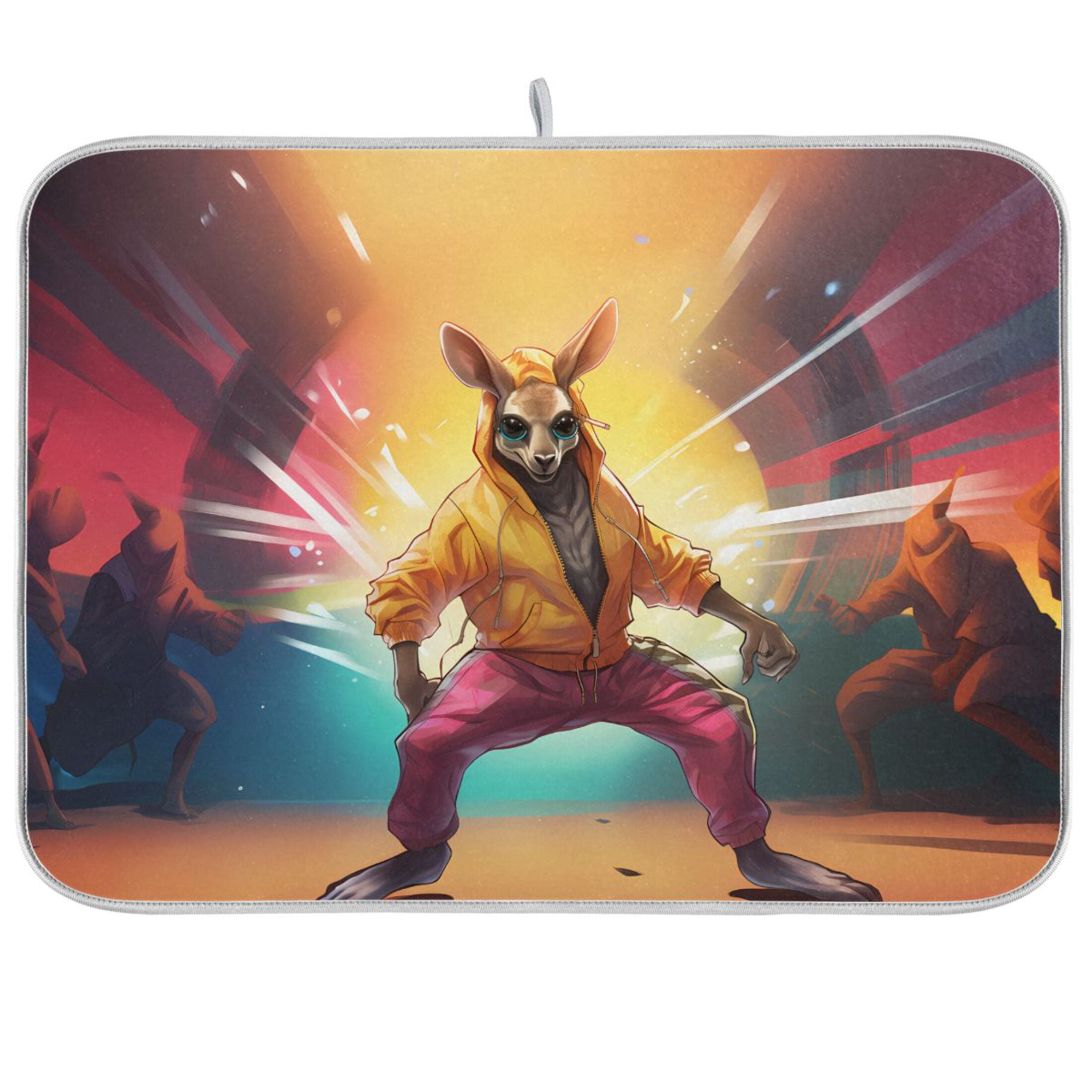 Dish Drying Mat Cool Kangaroo Dancing Kitchen Mats Microfiber Counter ...