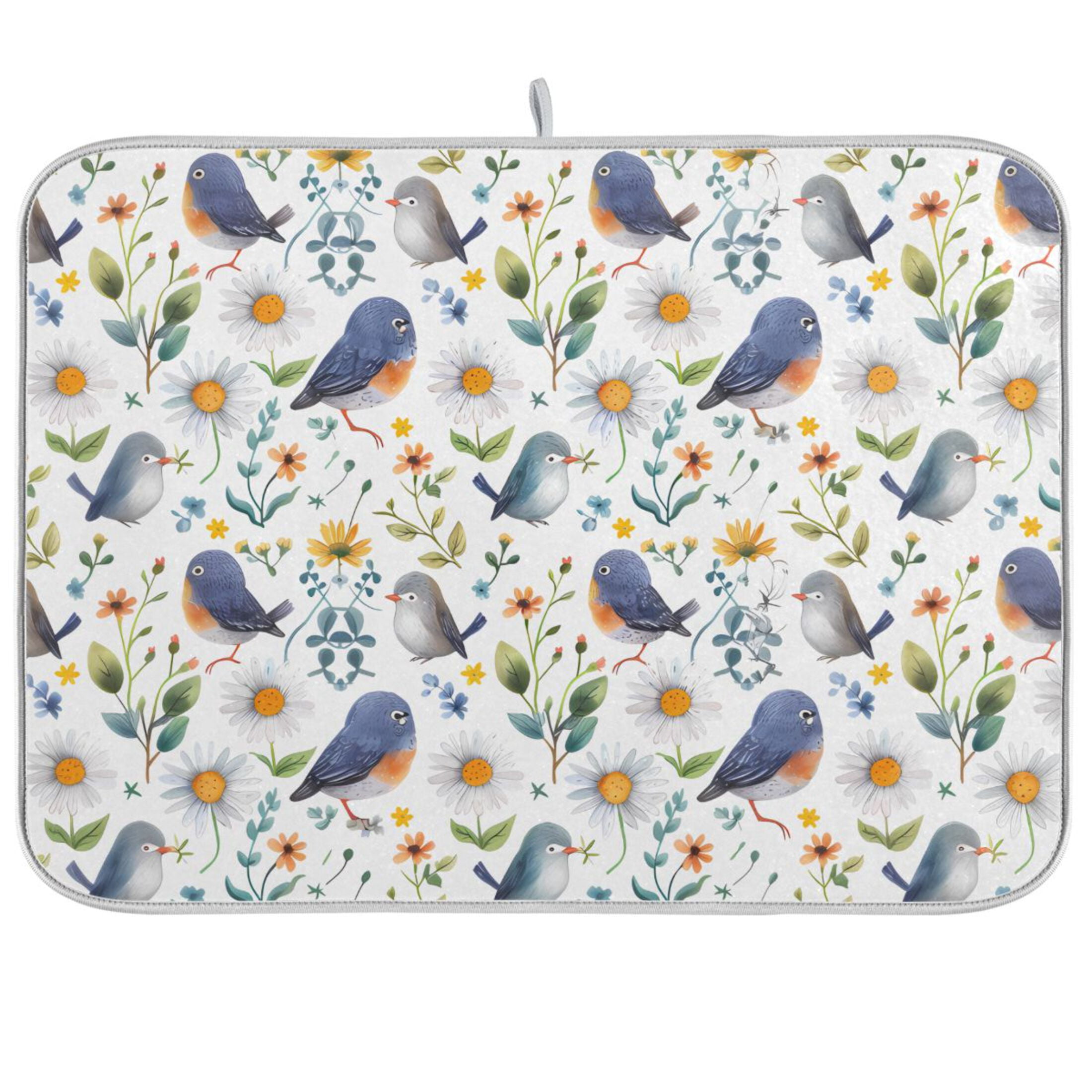 Dish Drying Mat Cute Birds and Sunflowers Kitchen Mats Microfiber ...