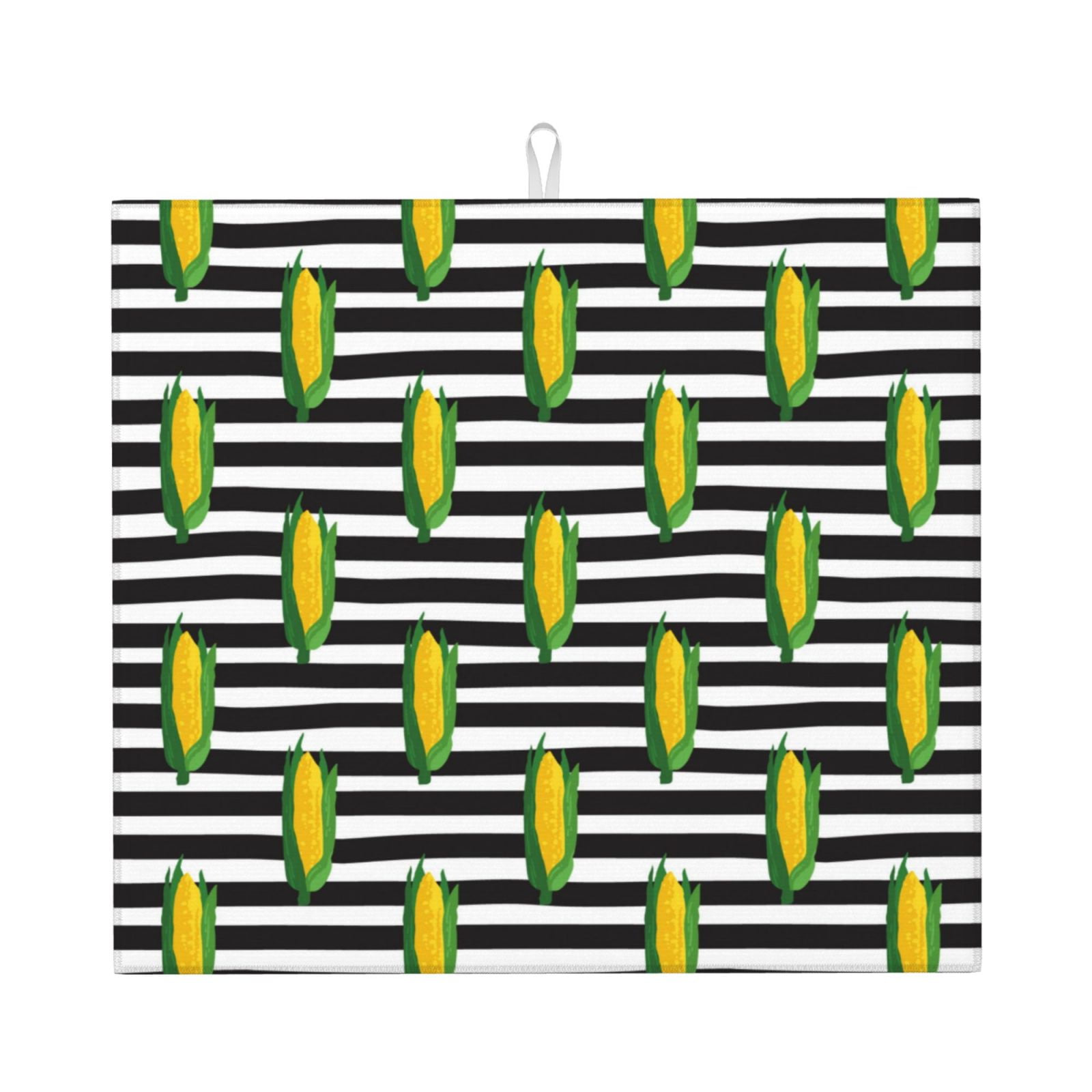 Dish Drying Mat, Cute Corn Stripe Highly Absorbent Drying Matt Kitchen ...