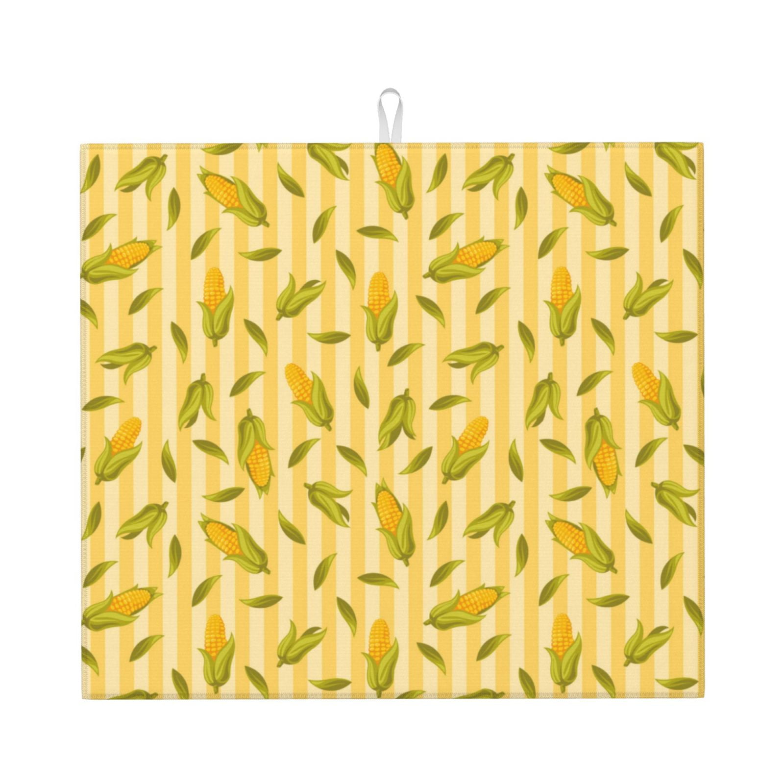 Dish Drying Mat, Cute Corn Yellow Stripe Highly Absorbent Drying Matt ...