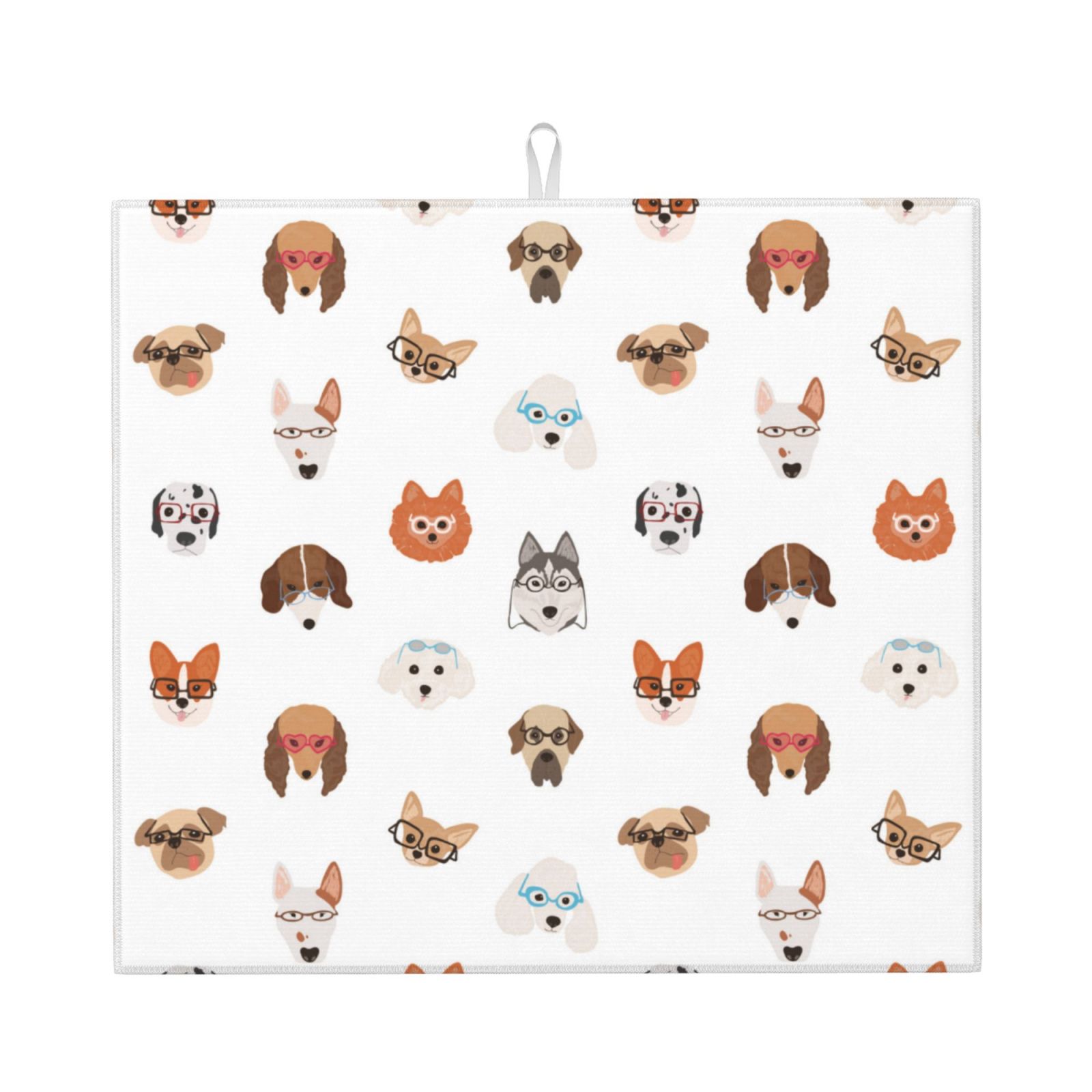 Dish Drying Mat, Cute Dog Puppy Glasses Highly Absorbent Drying Matt ...