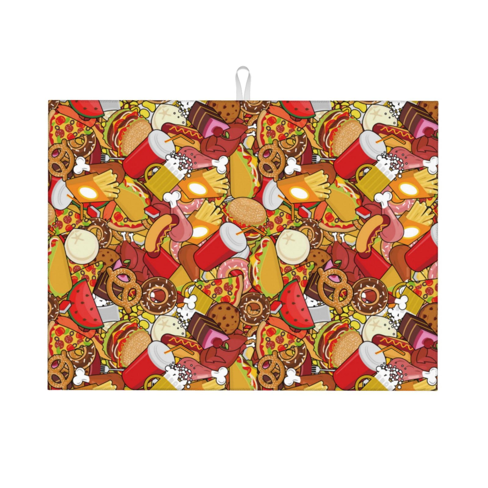 Dish Drying Mat, Cute Food Cake Chicken Leg Donuts Absorbent Microfiber ...