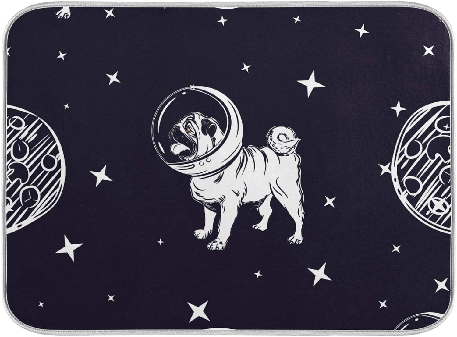 Dish Drying Mat Cute Pug Dog Pizza Microfiber Kitchen Dish Mat Super ...
