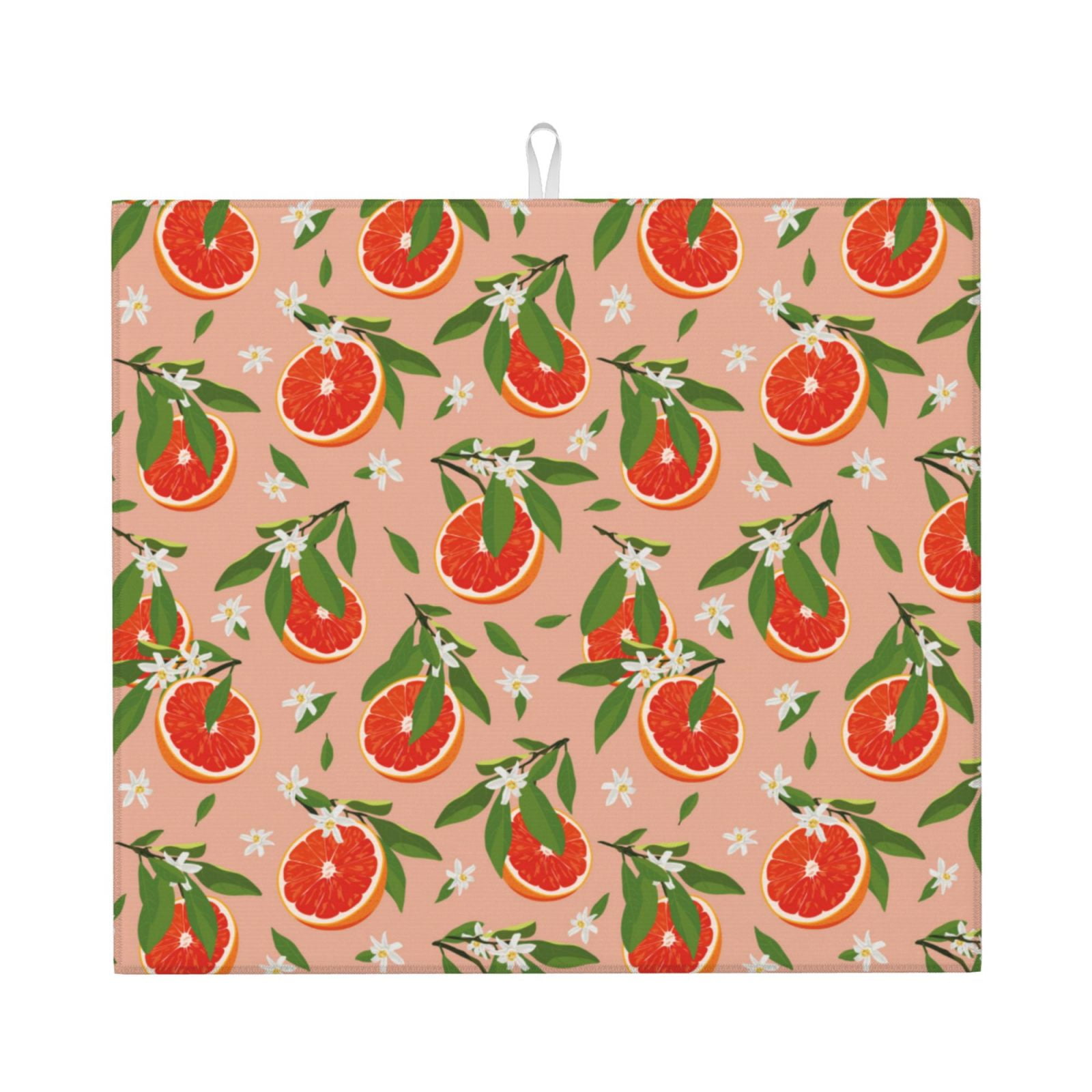 Dish Drying Mat, Cute Red Orange Flower Highly Absorbent Drying Matt ...