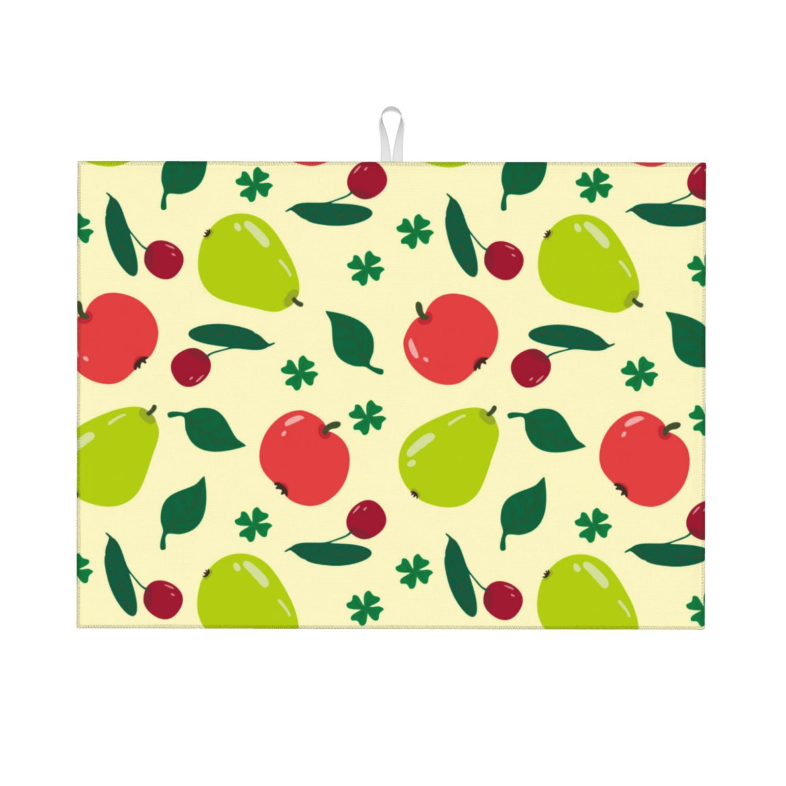 Dish Drying Mat, Cute Teal Pear Red Fruit Absorbent Microfiber Kitchen ...