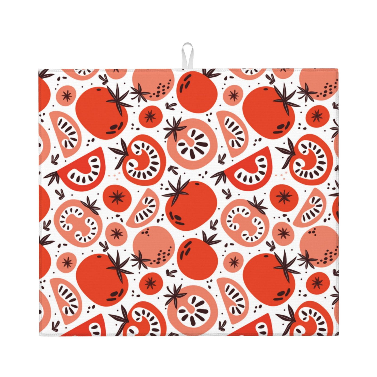 Dish Drying Mat, Cute Tomato Interesting Highly Absorbent Drying Matt ...