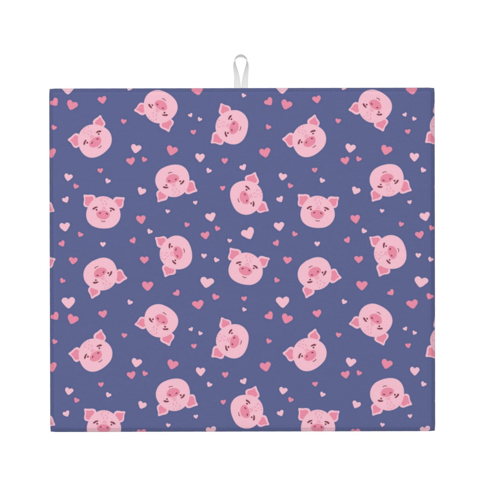 Dish Drying Mat, Cute pig Highly Absorbent Drying Matt Kitchen Counter ...