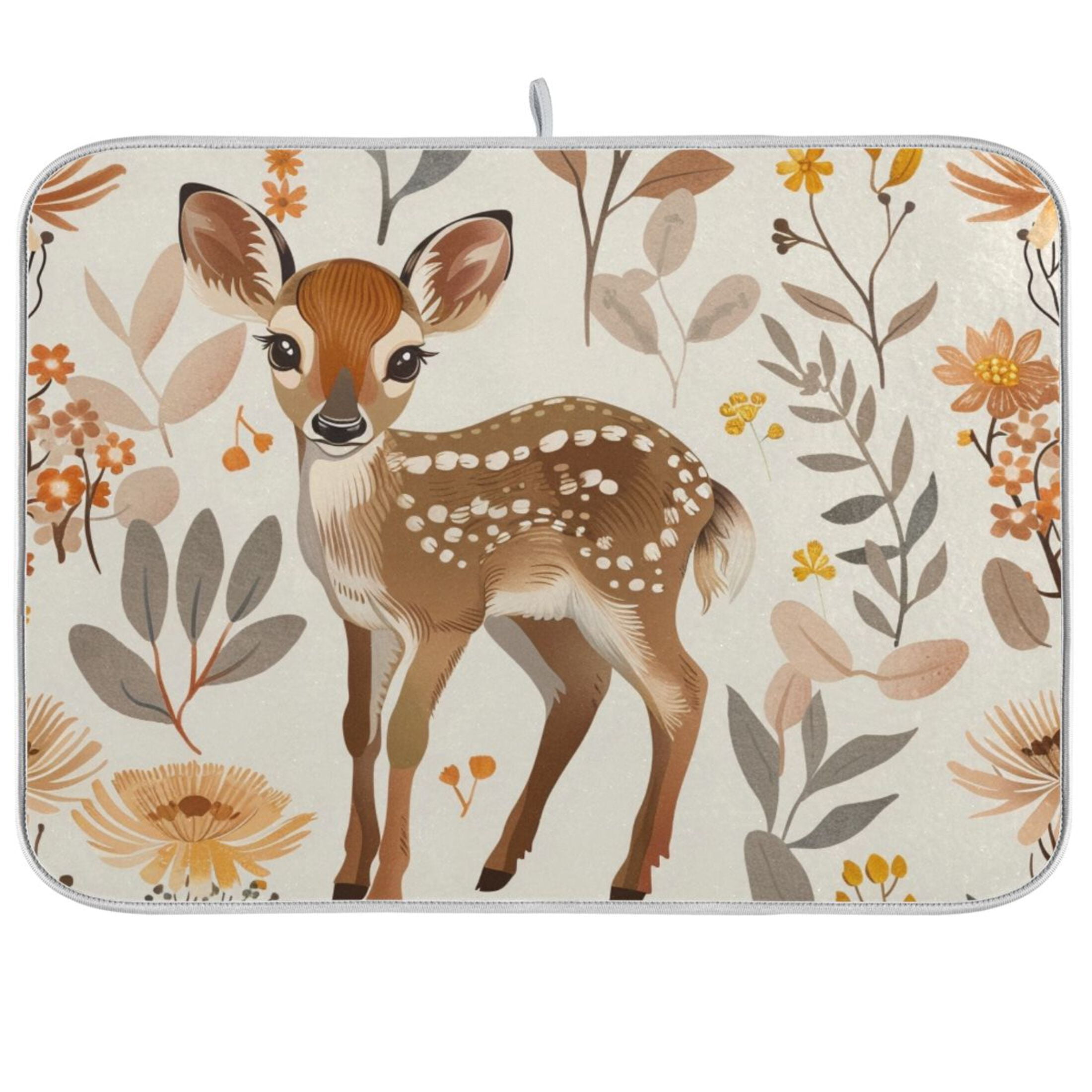 Dish Drying Mat Deer in Leaves Kitchen Mats Microfiber Counter ...