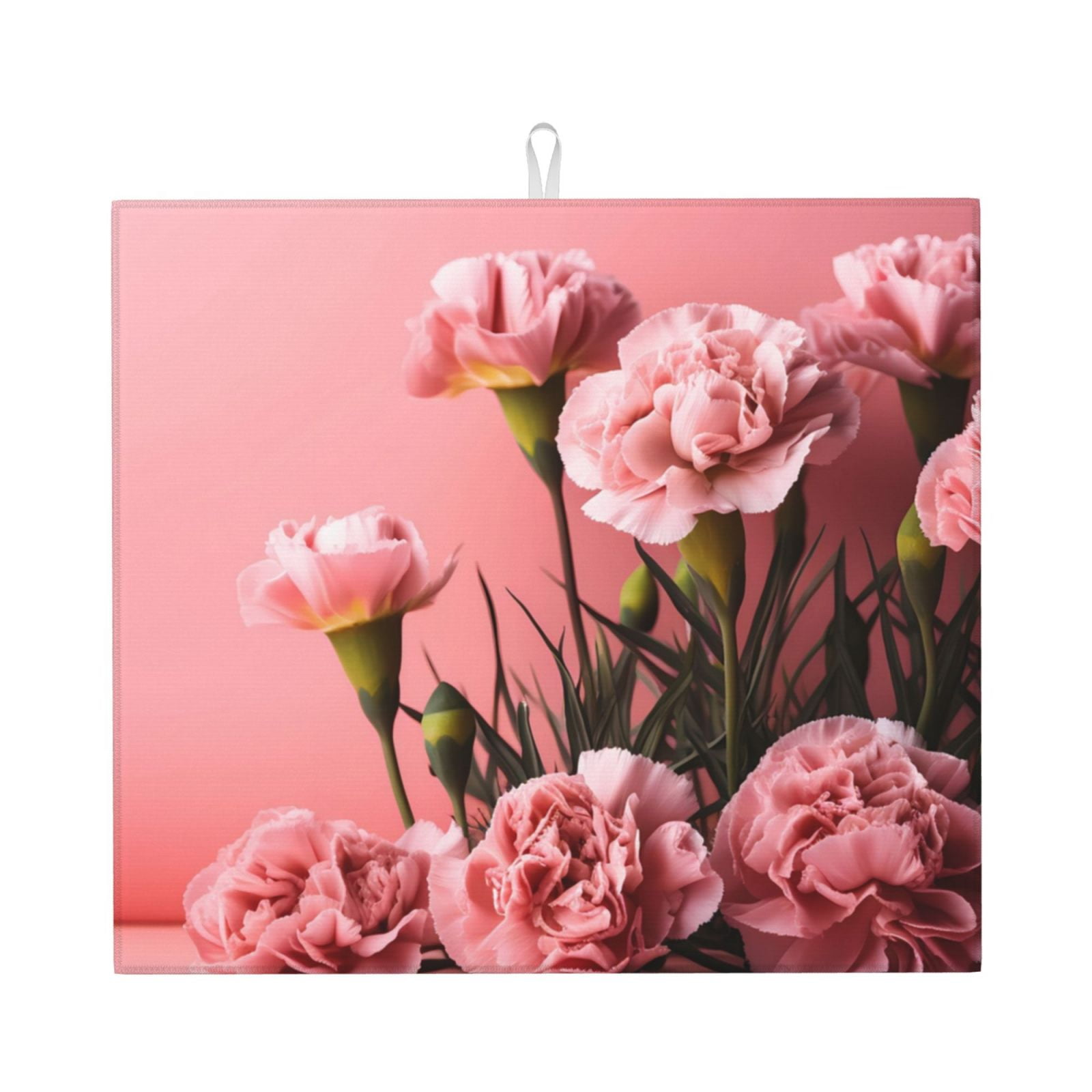 Dish Drying Mat, Delicate Pink Carnations A Highly Absorbent Drying ...