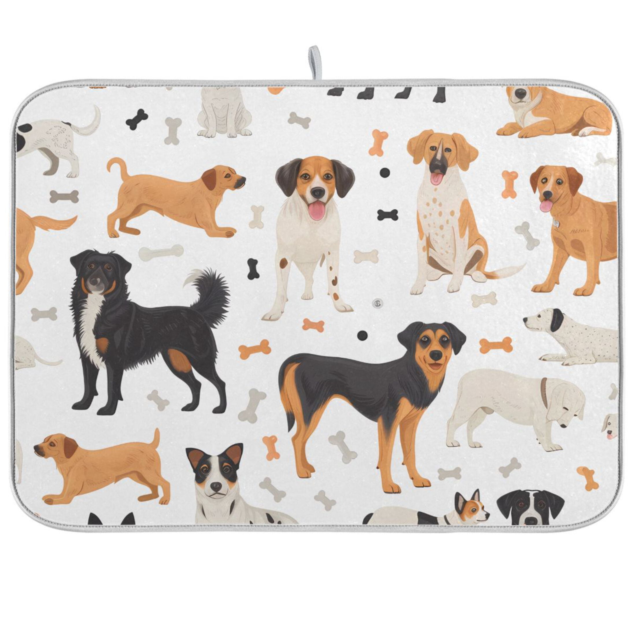 Dish Drying Mat Different Dogs Bones Kitchen Mats Microfiber Counter ...