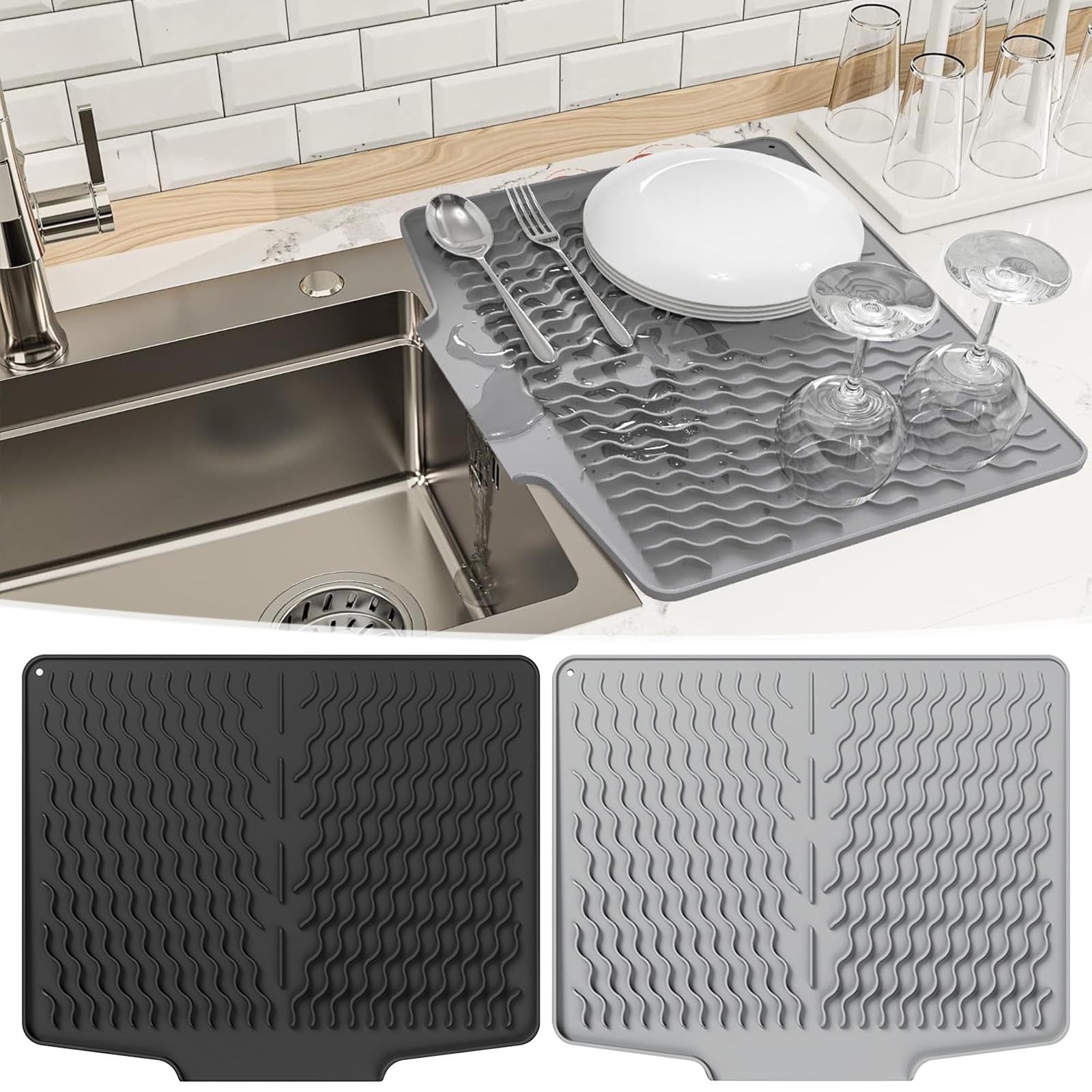 Dish Drying Mat Dish Drying Mats for Kitchen Counter Silicone Mats for ...