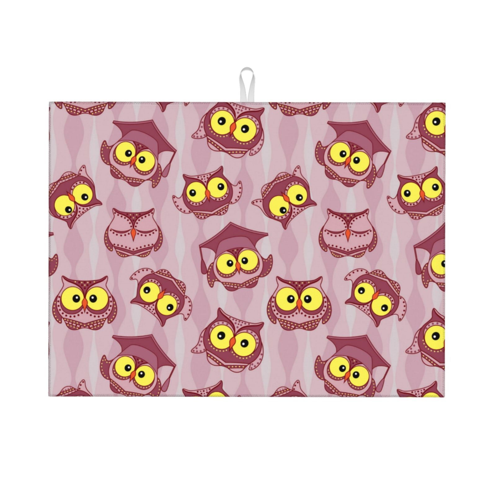 Dish Drying Mat, Doctor's Hat Owl Purple Absorbent Microfiber Kitchen ...