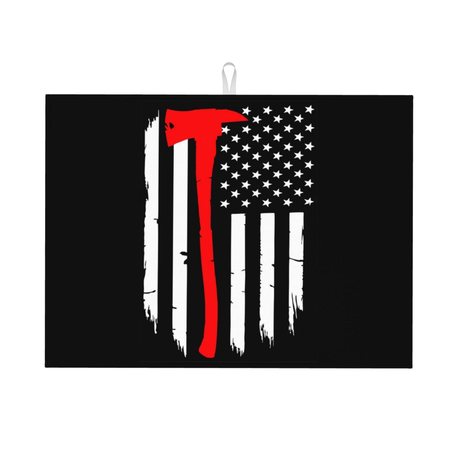 Dish Drying Mat, Firefighters USA Flag Absorbent Microfiber Kitchen Mat ...