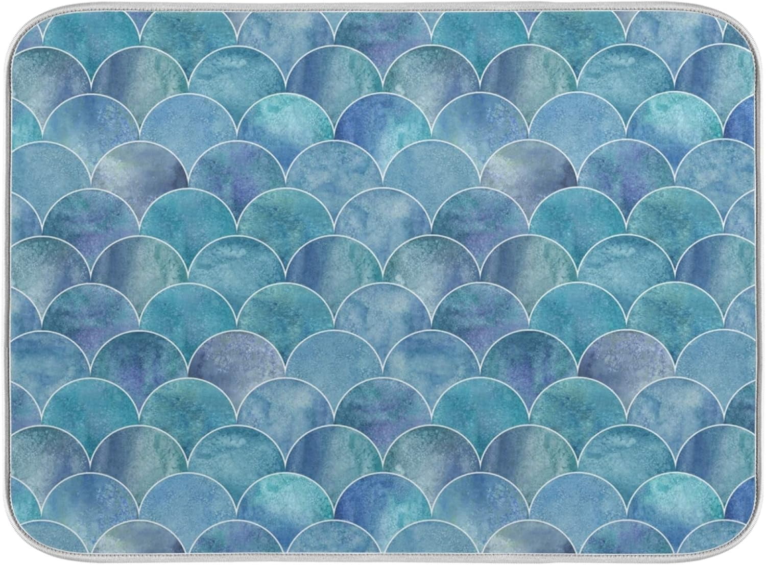 Dish Drying Mat Fish Scale Ocean Wave Kitchen Dish Pads Super Absorbent ...