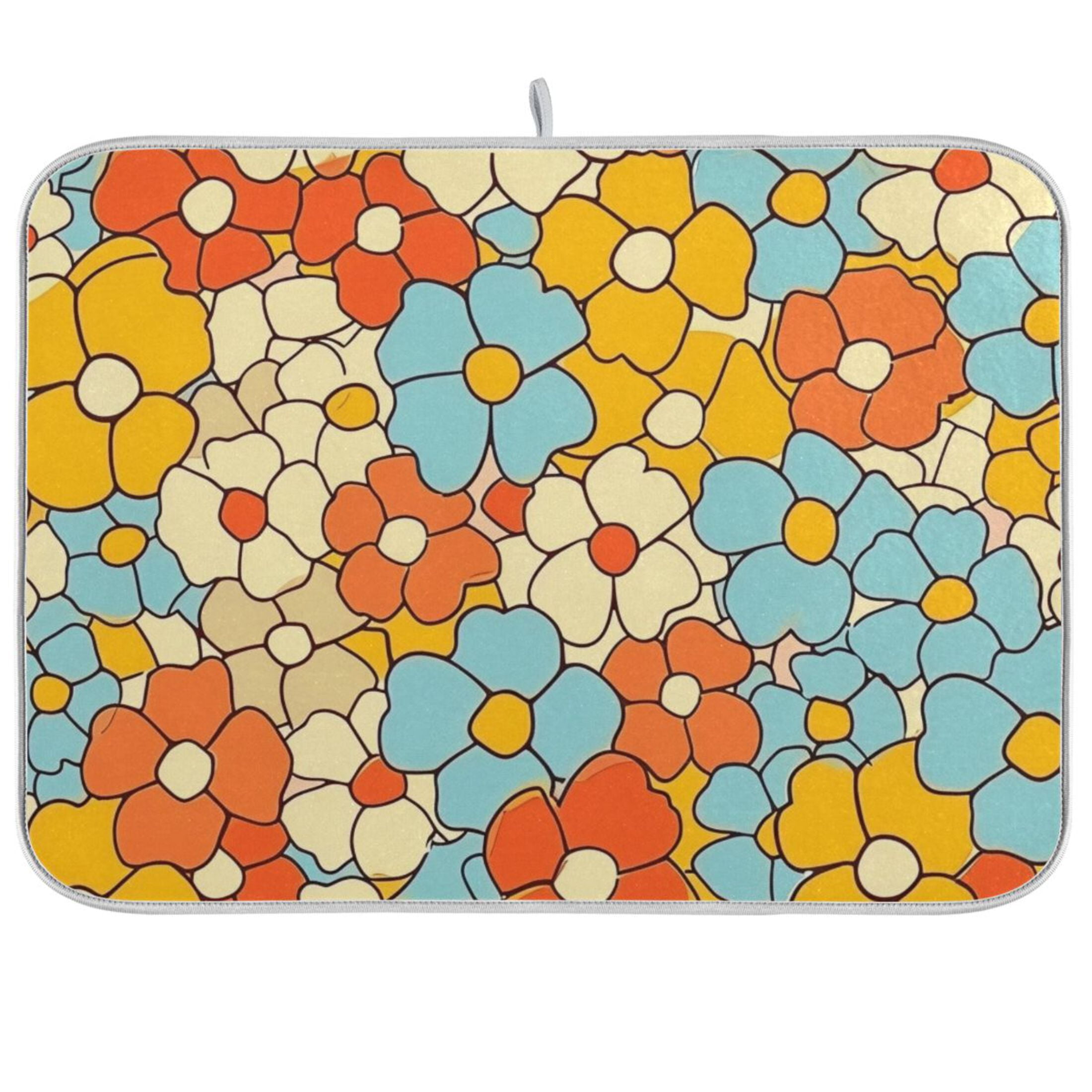 Dish Drying Mat Flowers Floral Kitchen Mats Microfiber Counter ...