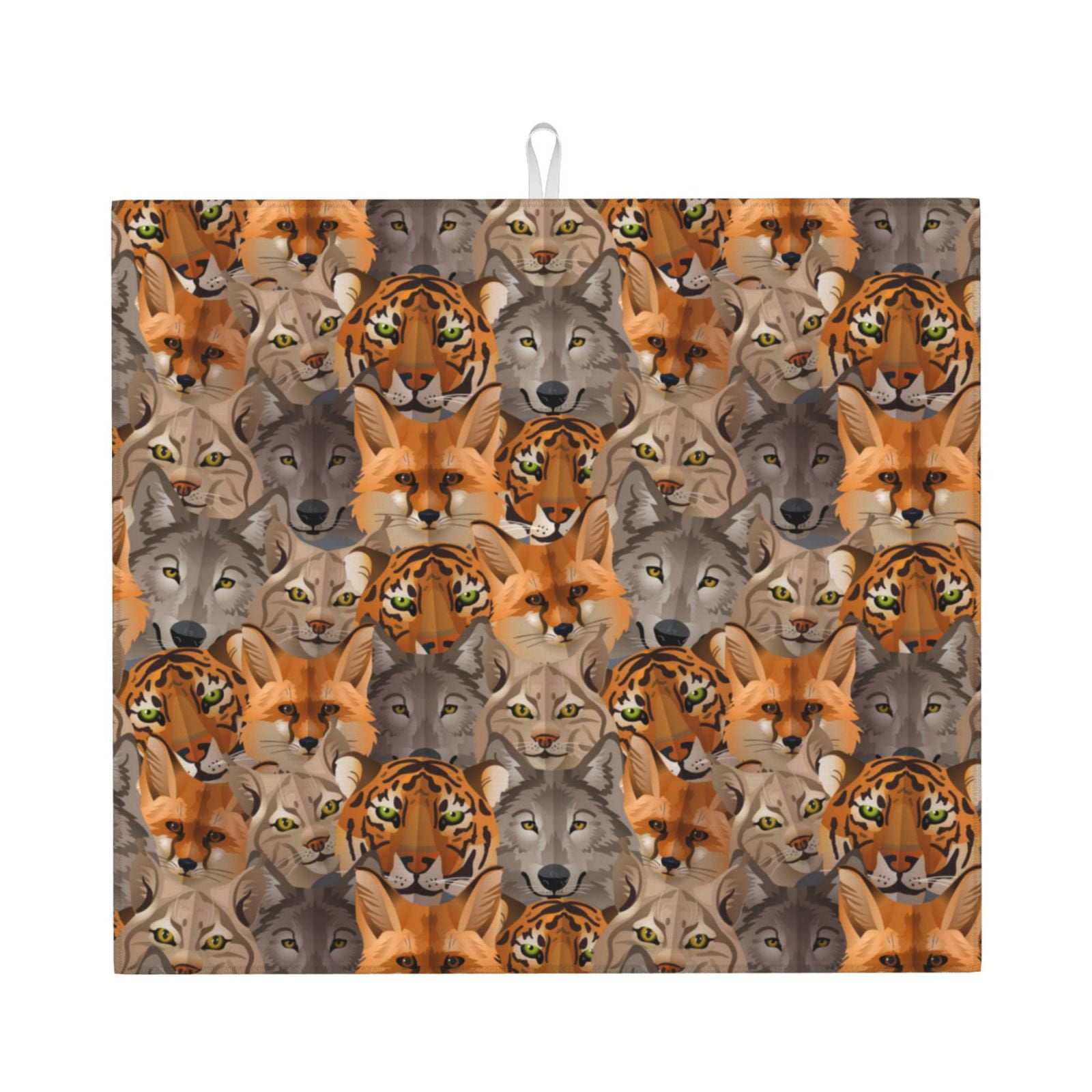 Dish Drying Mat, Fox tiger Pattern Highly Absorbent Drying Matt Kitchen ...