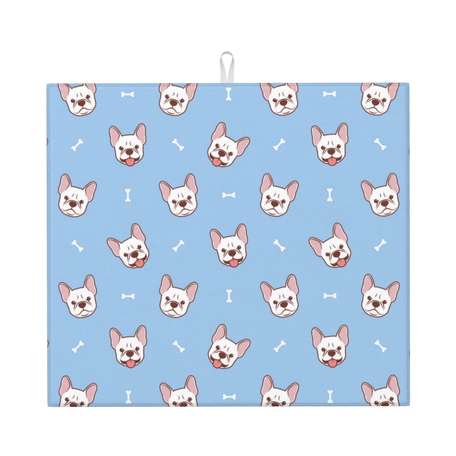 Dish Drying Mat, French Bulldog Head Highly Absorbent Drying Matt ...