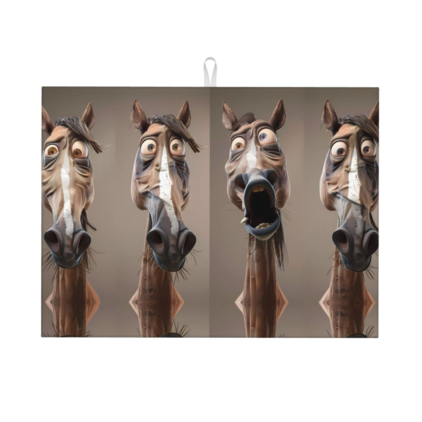 Dish Drying Mat, Funny Horse Faces Expressions Highly Absorbent ...