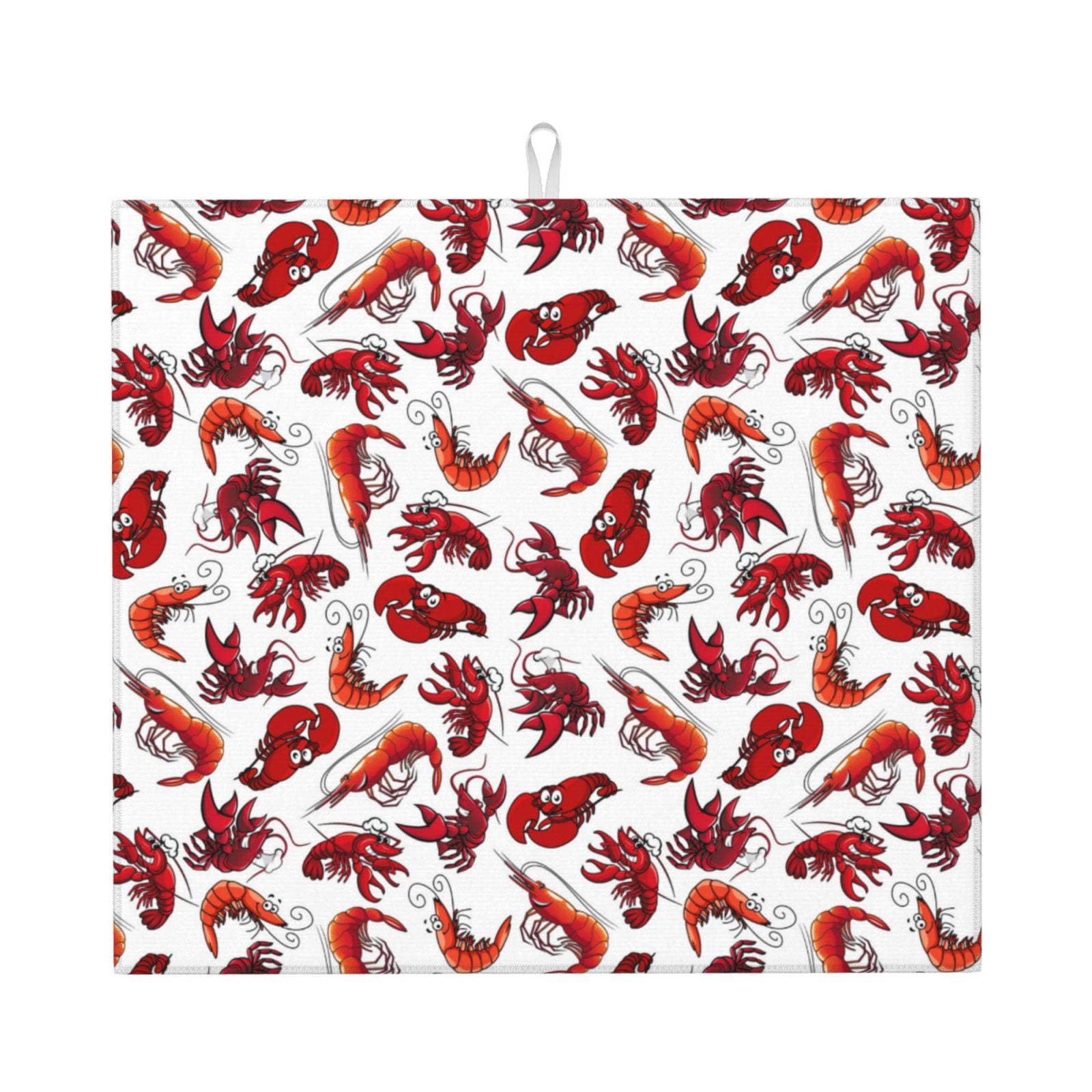 Dish Drying Mat, Funny Shrimp Highly Absorbent Drying Matt Kitchen ...