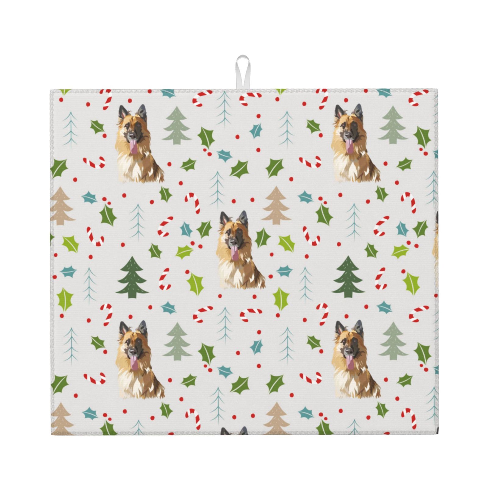 Dish Drying Mat, German Shepherd Dog Christmas Highly Absorbent Drying ...
