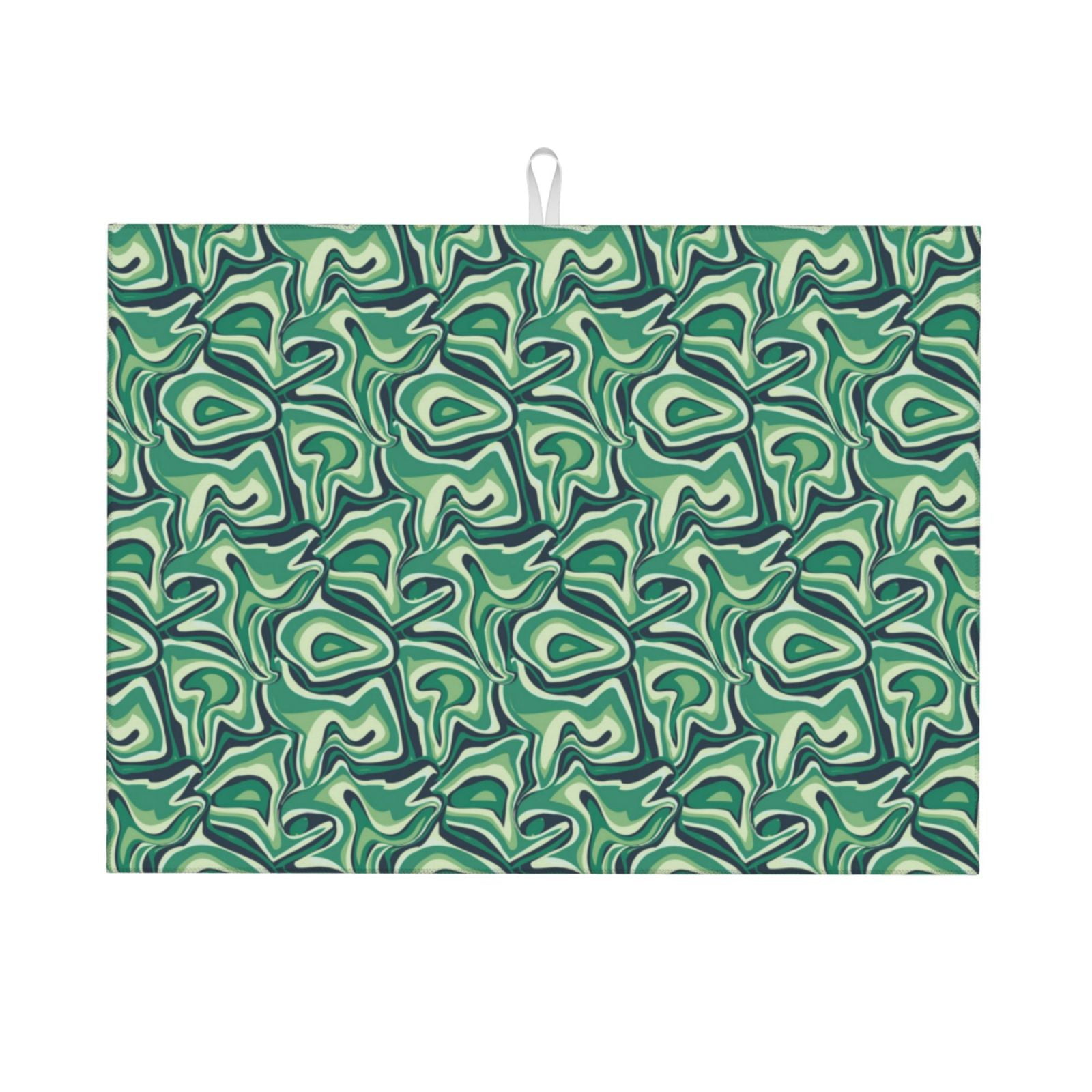 Dish Drying Mat, Green paint spots Absorbent Microfiber Kitchen Mat ...
