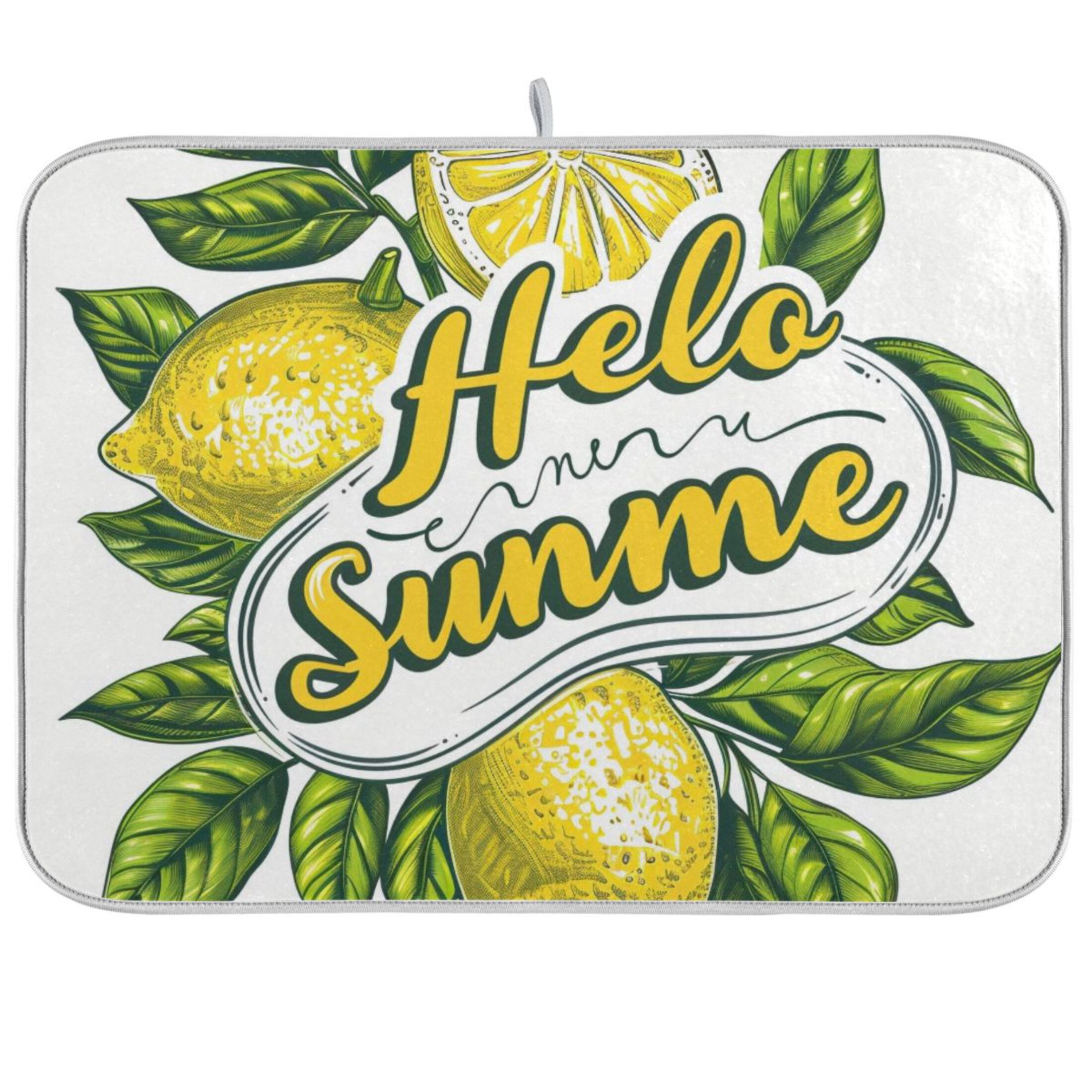 Dish Drying Mat Hello Summer Lemon Kitchen Mats Microfiber Counter ...