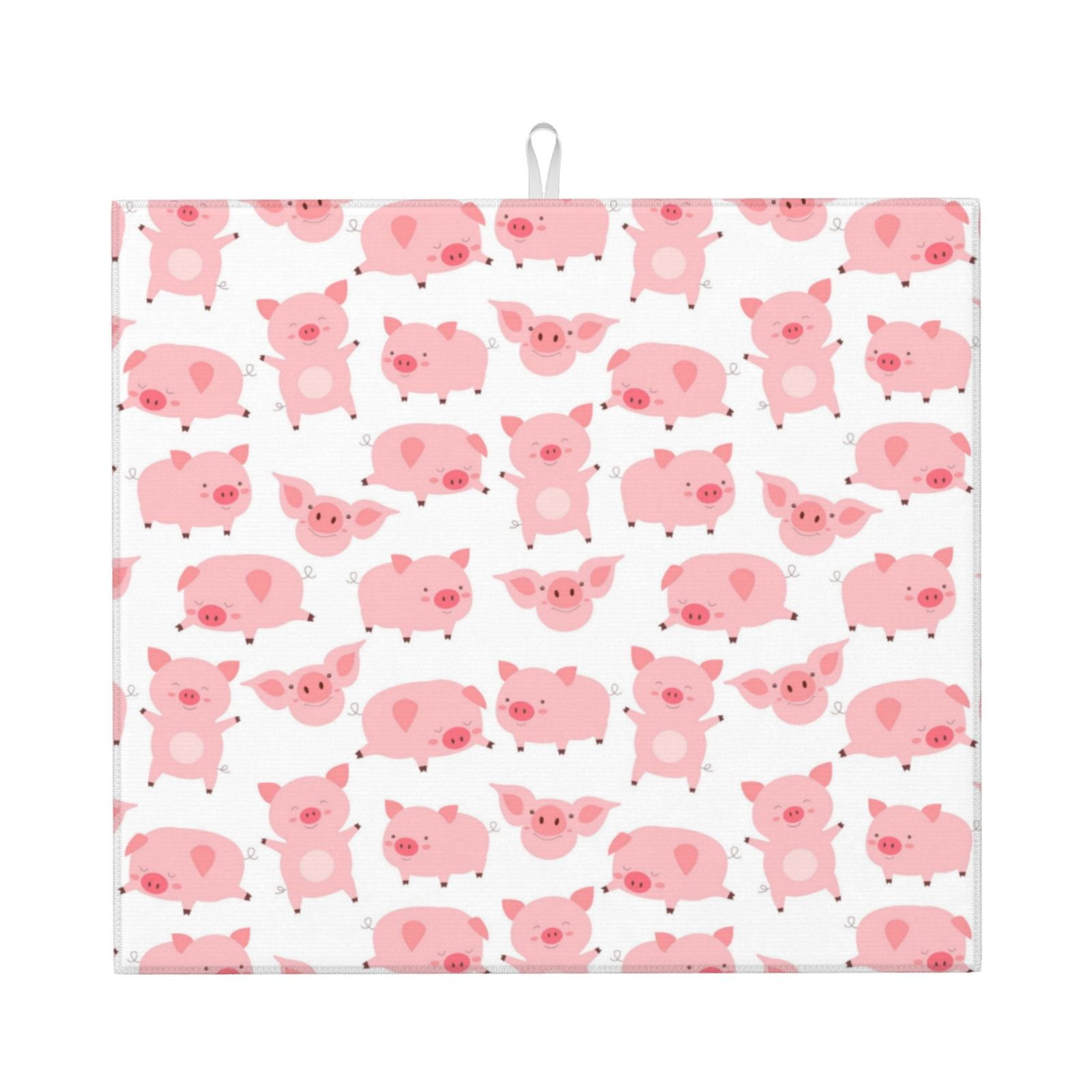 Dish Drying Mat, Kawaii Pigs Highly Absorbent Drying Matt Kitchen ...