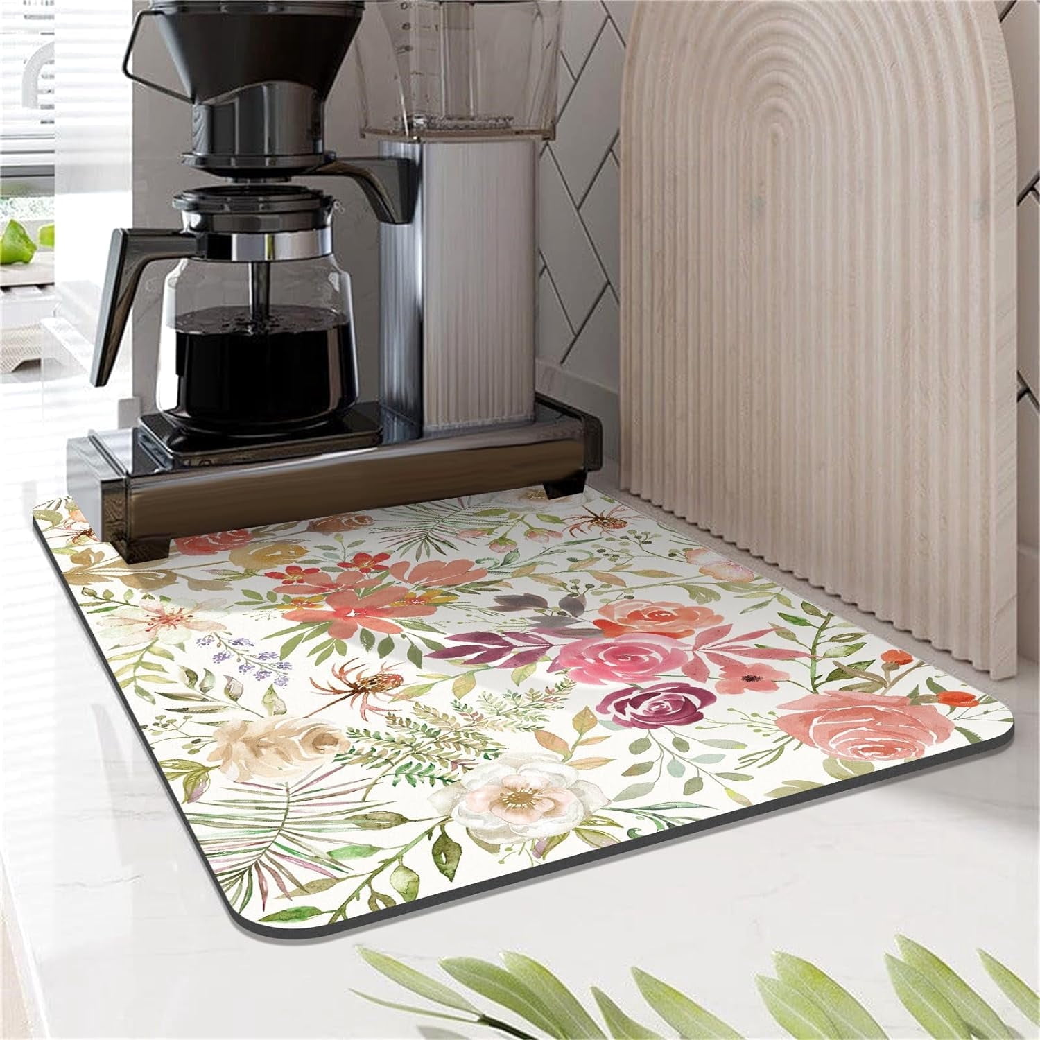 Dish Drying Mat for Kitchen Counter, 12"x20" Absorbent Coffee Bar Mat ...