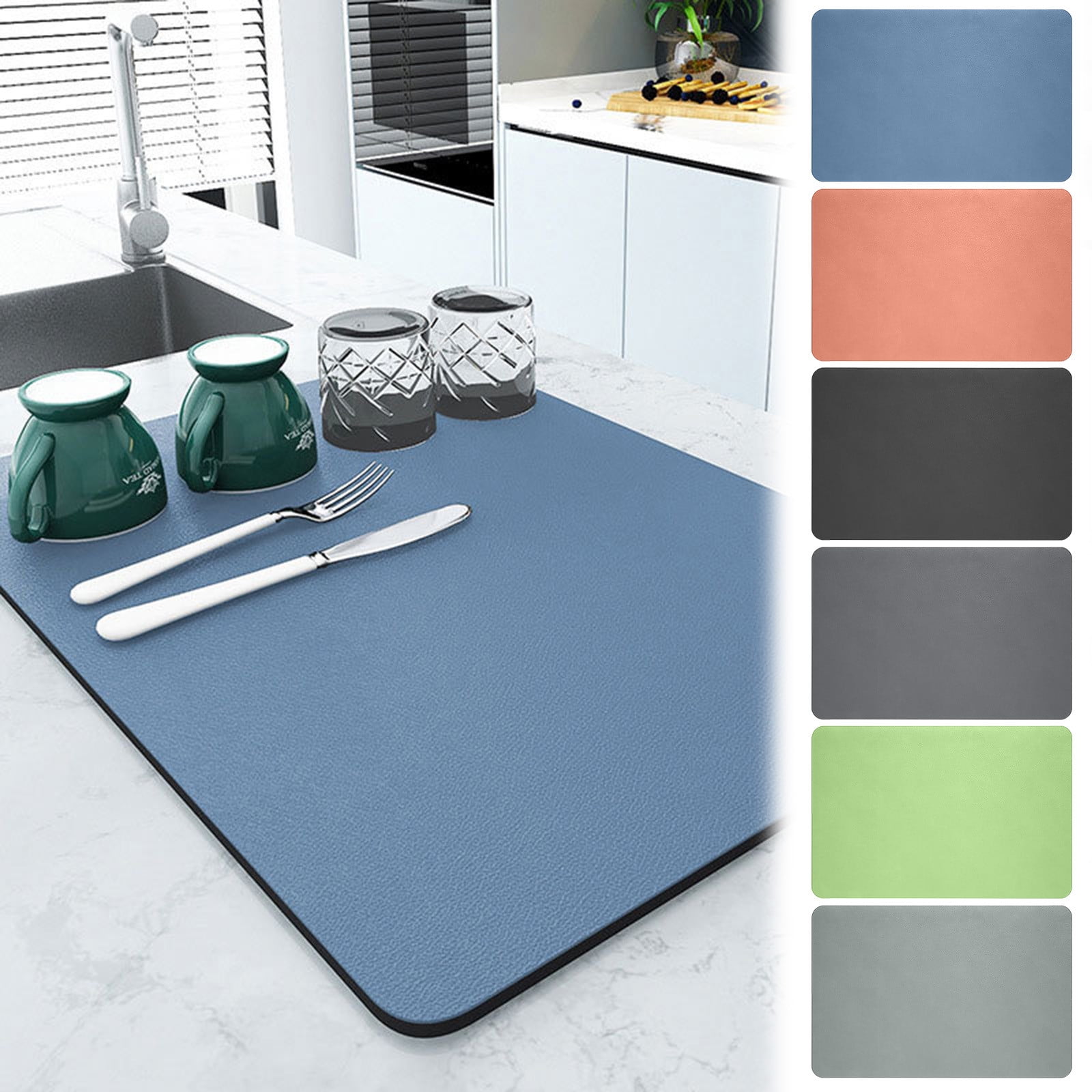 Dish Drying Mat for Kitchen Counter 16x18in Washable Quick Dish Drying ...
