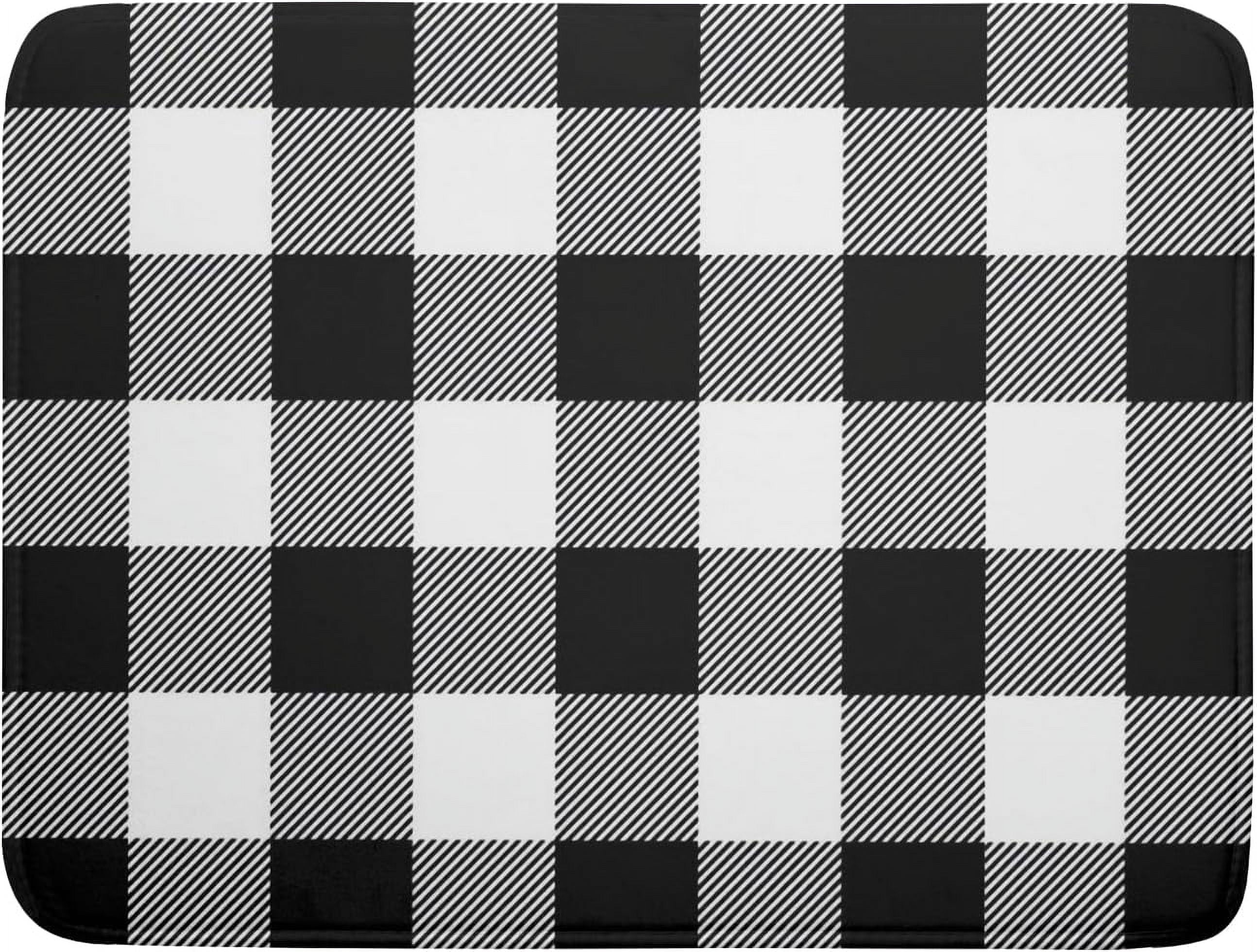 Dish Drying Mat for Kitchen Counter 18x24 Inch White and Black Buffalo ...