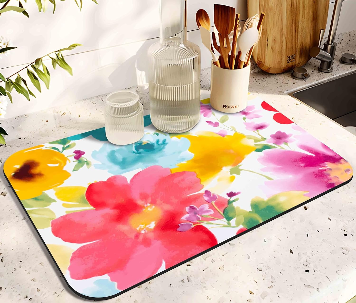 Dish Drying Mat for Kitchen Counter 20x12in Washable Quick Dish Drying ...