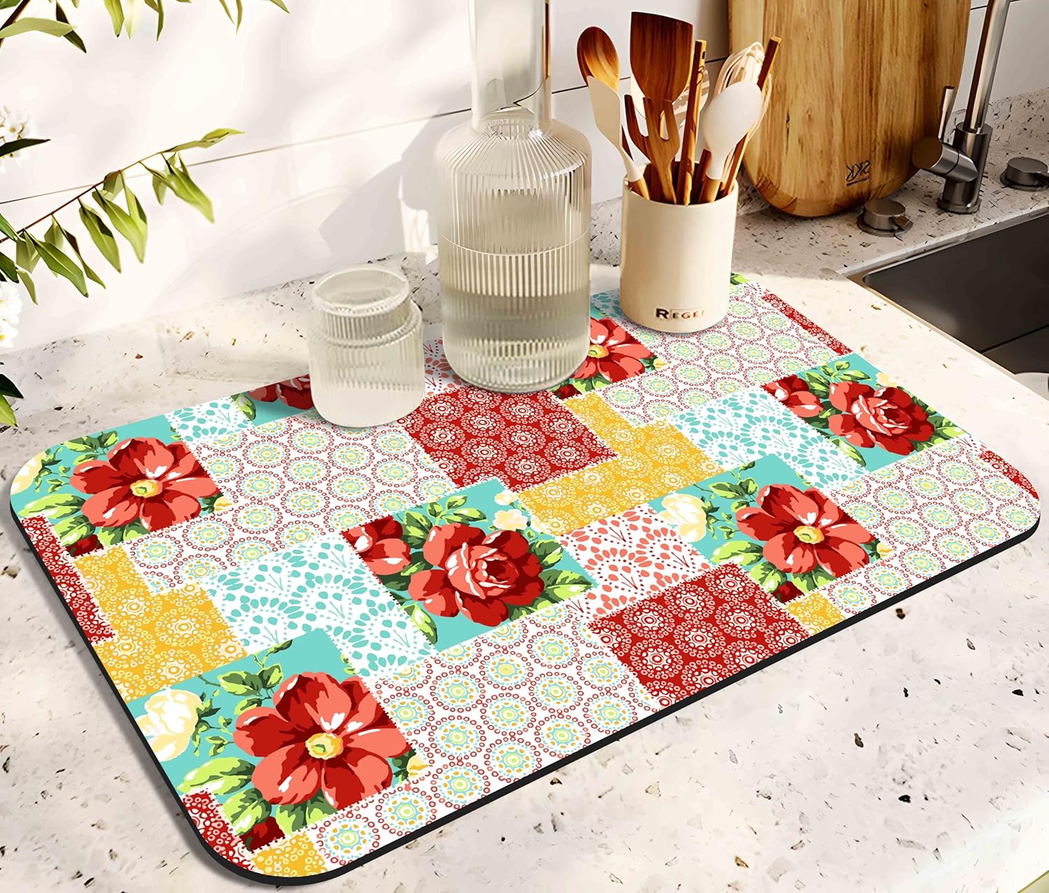 Dish Drying Mat for Kitchen Counter 20x12in Washable Quick Dish Drying ...