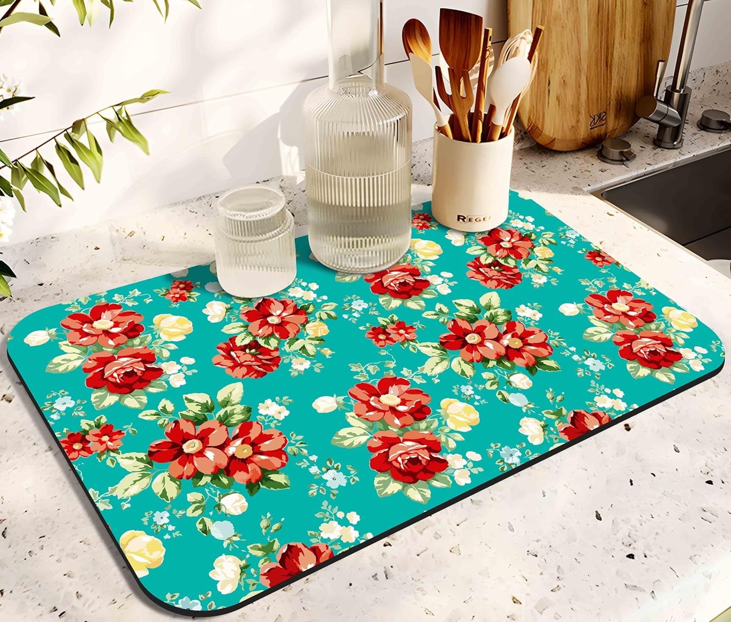 Dish Drying Mat for Kitchen Counter 20x12in Washable Quick Dish Drying ...