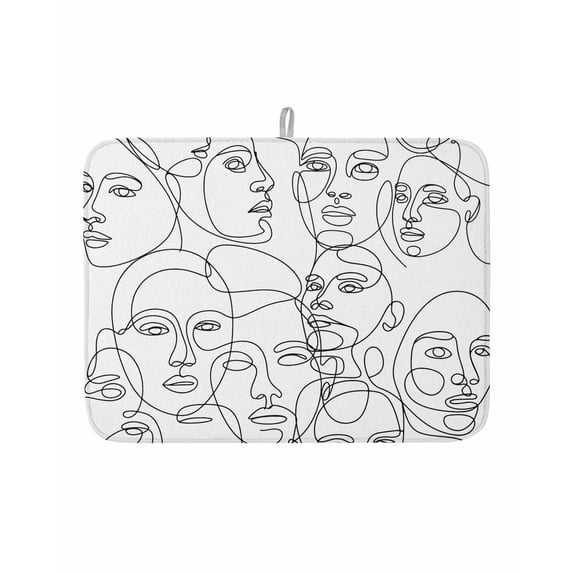 Dish Drying Mat for Kitchen Counter Abstract Human Face Drying Pad ...
