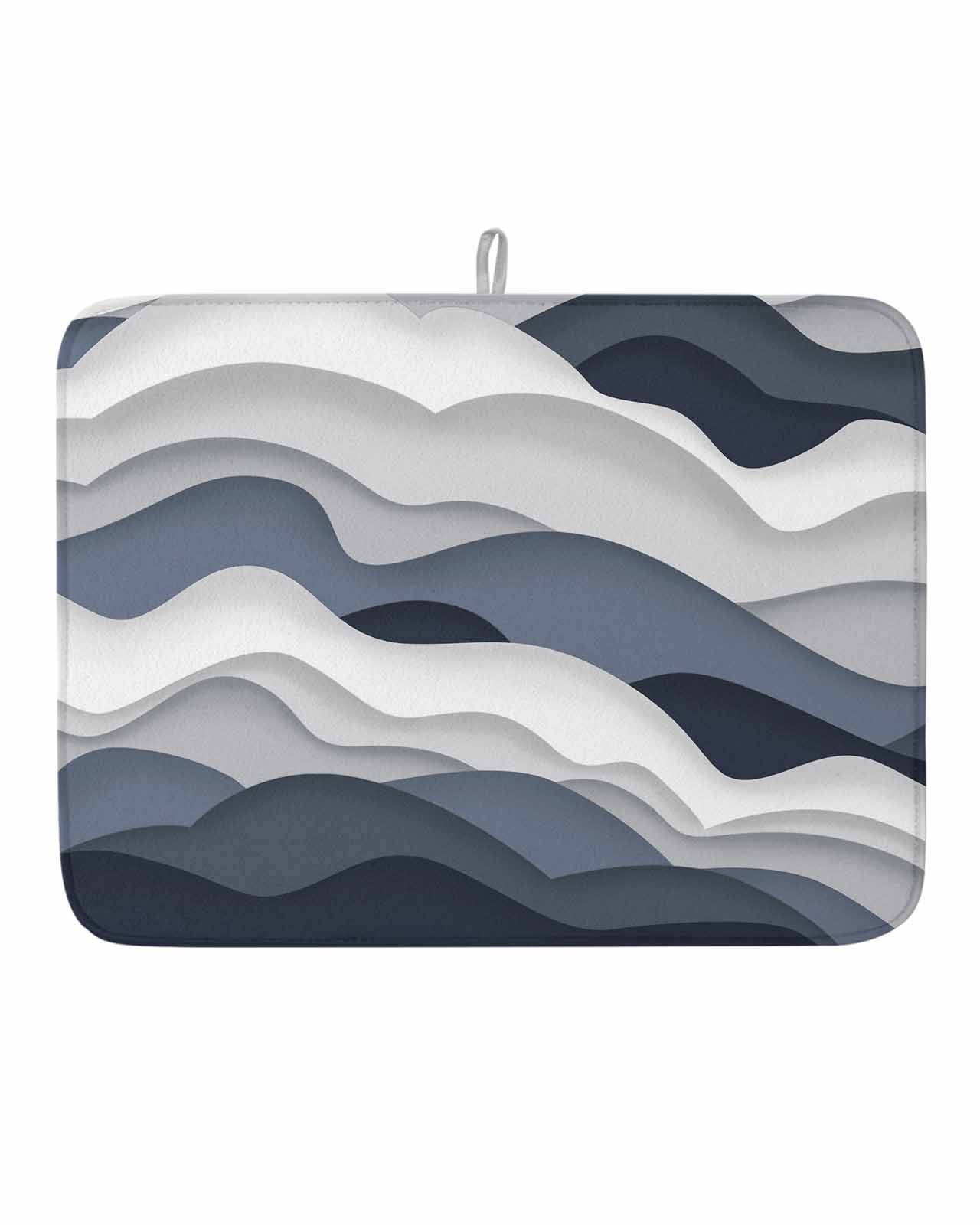 Dish Drying Mat for Kitchen Counter Abstract Sea Wave Drying Pad ...