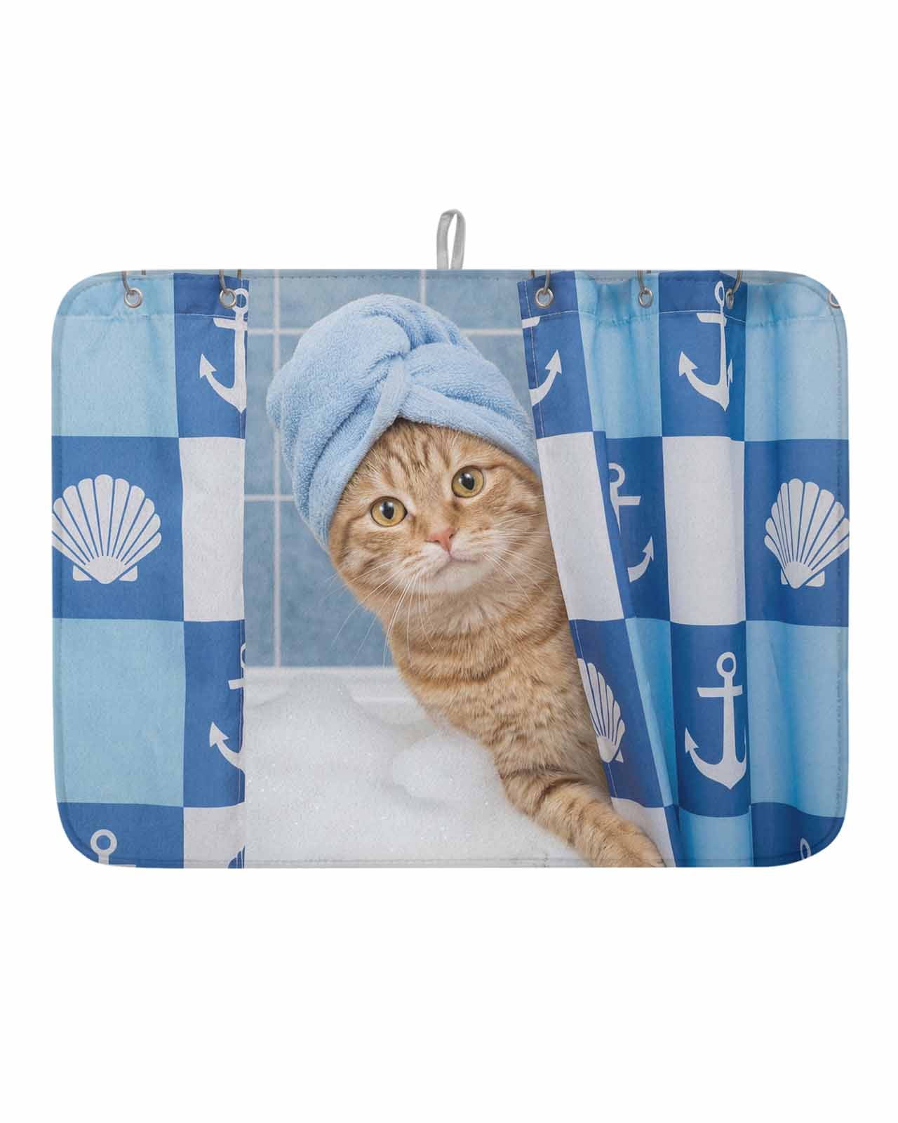 Dish Drying Mat for Kitchen Counter Bathing Cat Drying Pad Absorbent ...