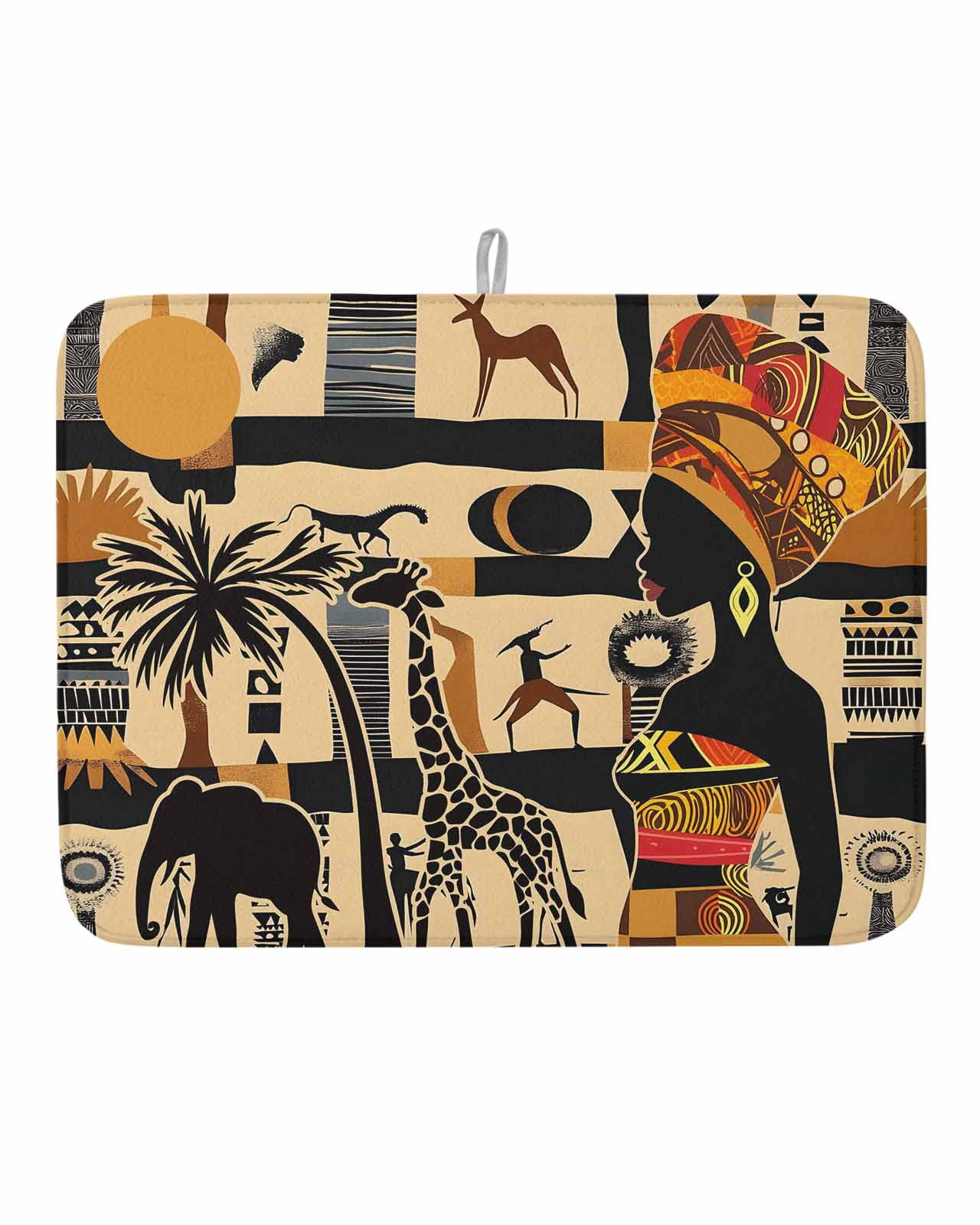Dish Drying Mat for Kitchen Counter Black African Women Drying Pad ...