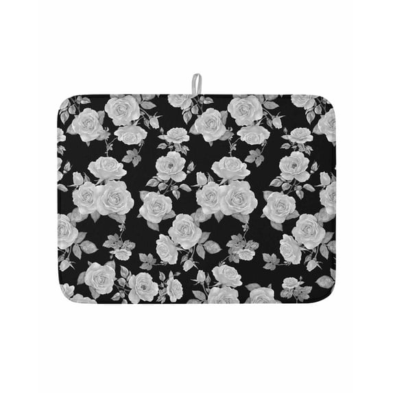 Dish Drying Mat for Kitchen Counter Black Rose Drying Pad Absorbent ...