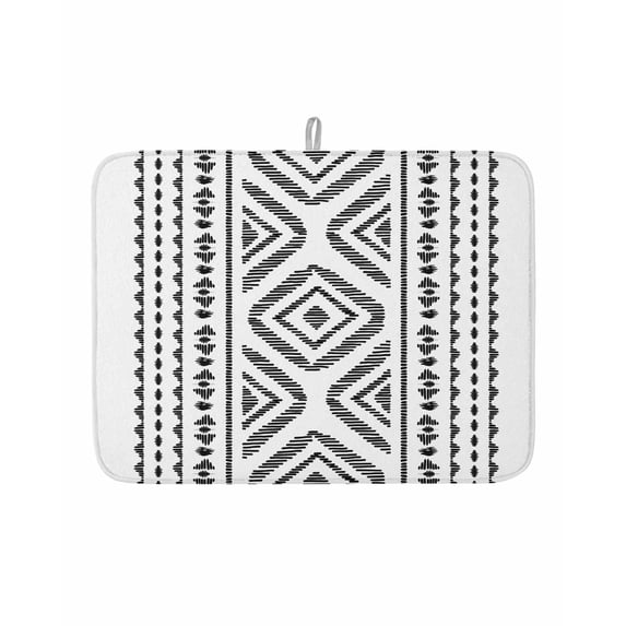 Dish Drying Mat for Kitchen Counter Black White Boho Drying Pad ...