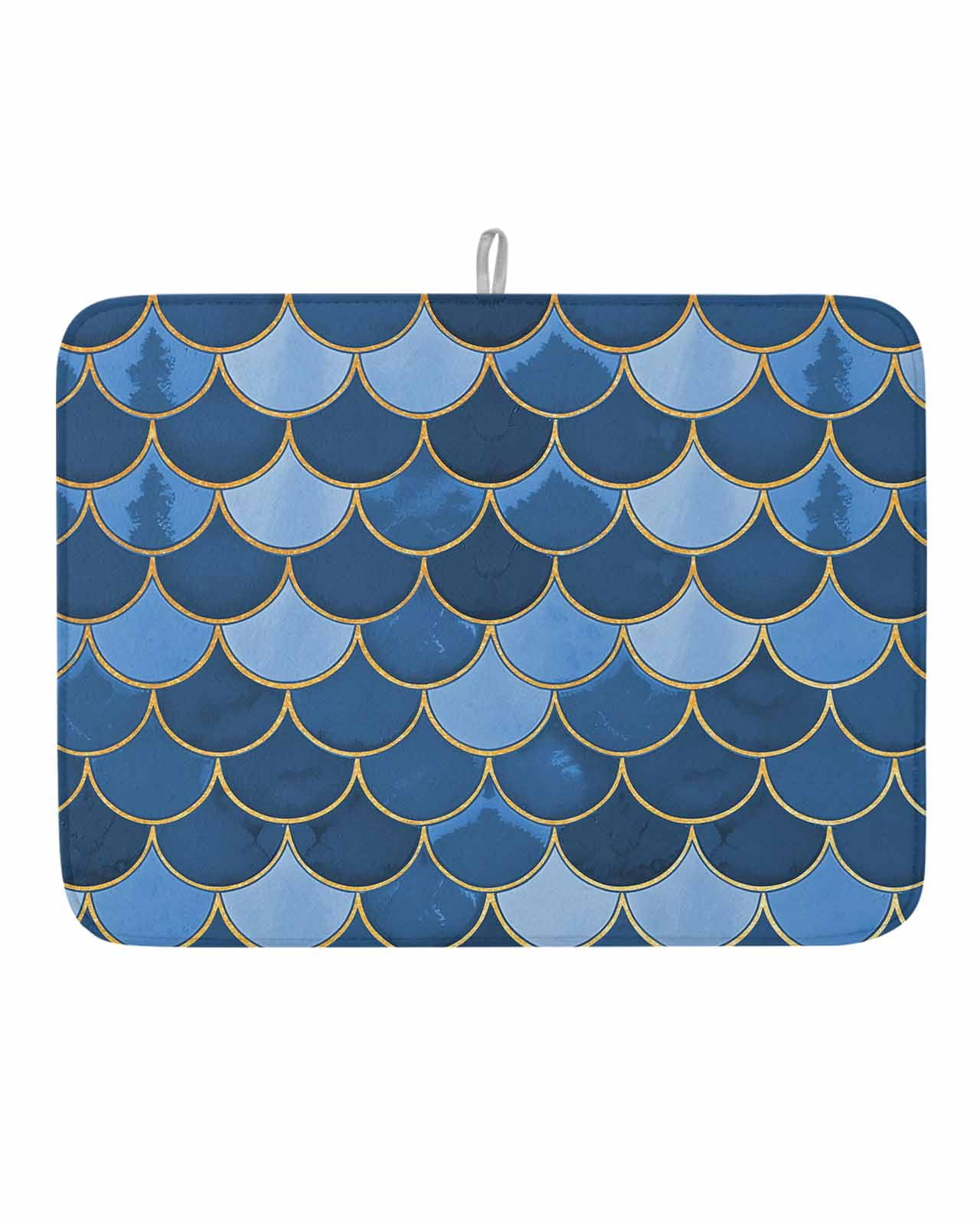 Dish Drying Mat for Kitchen Counter Blue Fish Scales Drying Pad ...