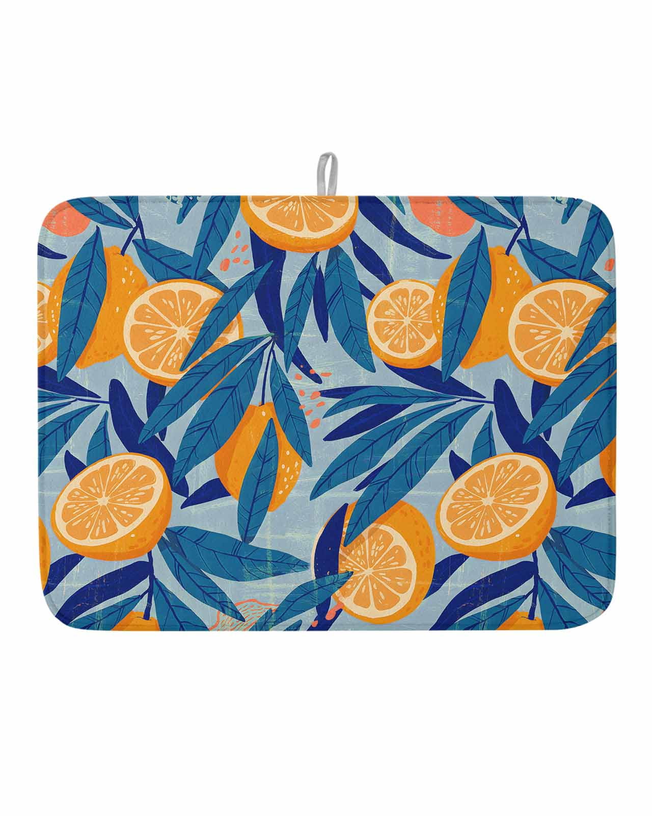 Dish Drying Mat for Kitchen Counter Blue Lemon Drying Pad Absorbent ...
