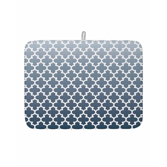 Dish Drying Mat for Kitchen Counter Blue Moroccan Design Drying Pad ...