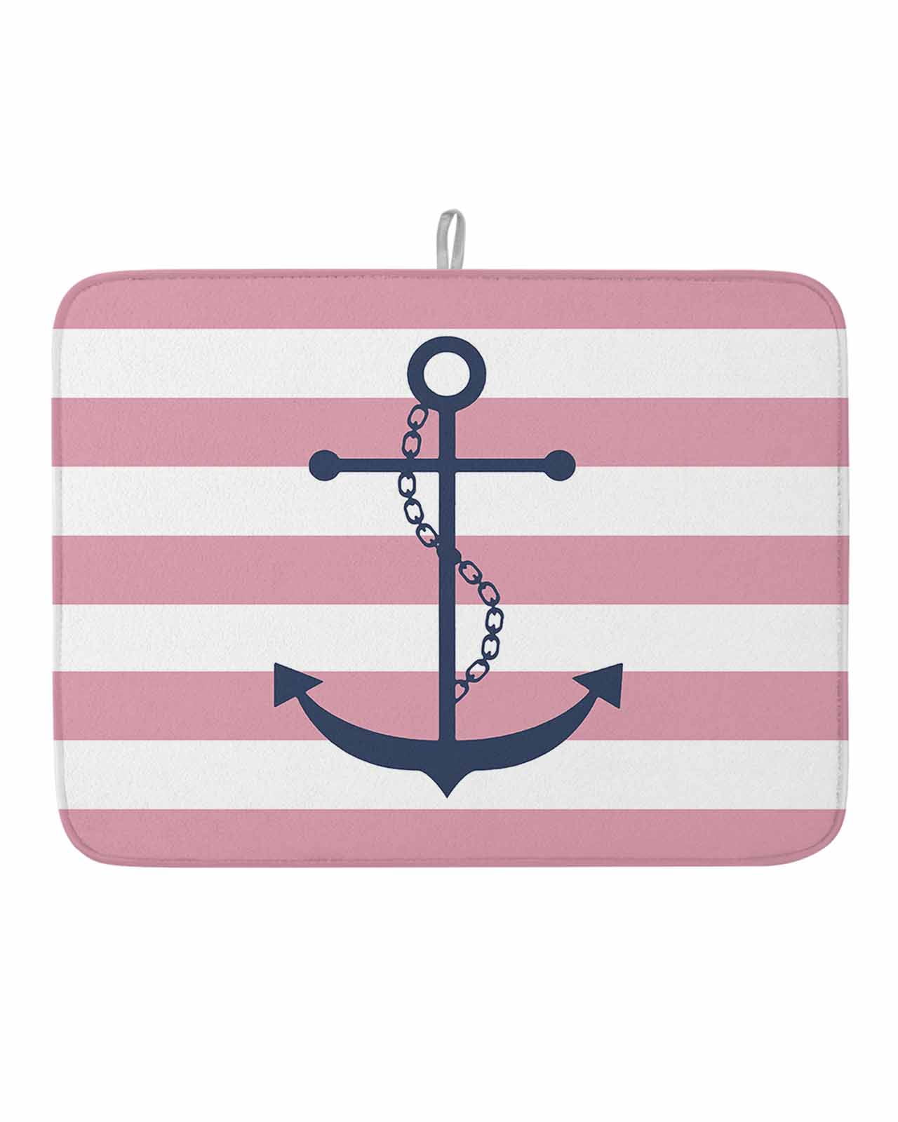 Dish Drying Mat for Kitchen Counter Blue Nautical Anchor Chain Drying ...