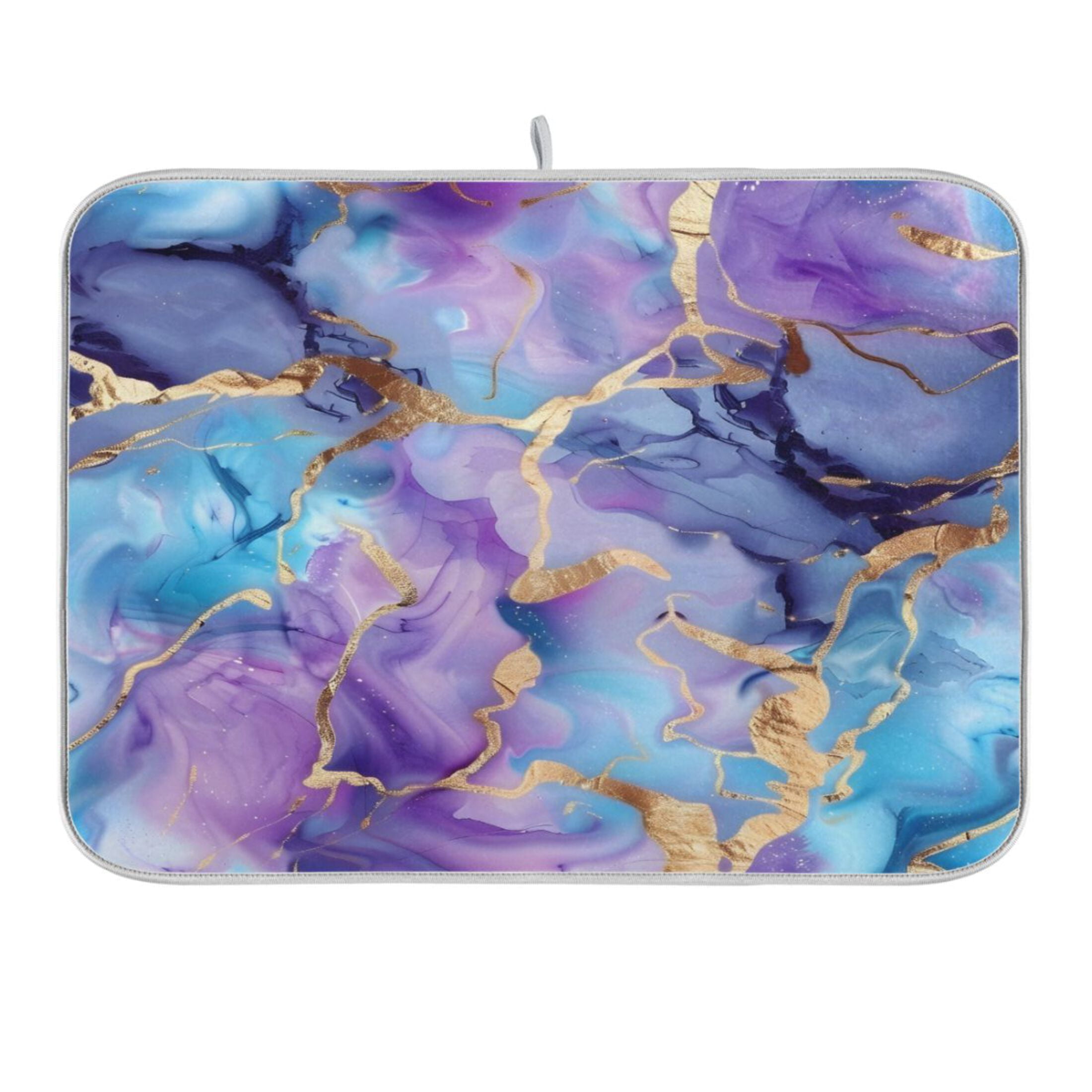 Dish Drying Mat Kitchen Counter Blue Purple Marble Dishes Drainer Pad ...