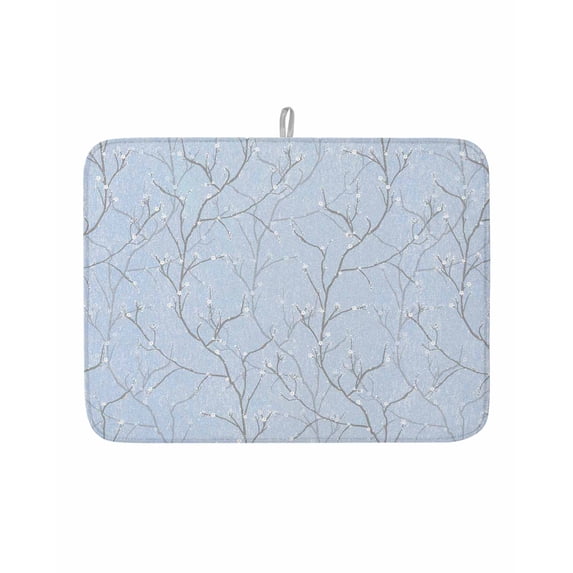 Dish Drying Mat for Kitchen Counter Blue Vines Drying Pad Absorbent ...